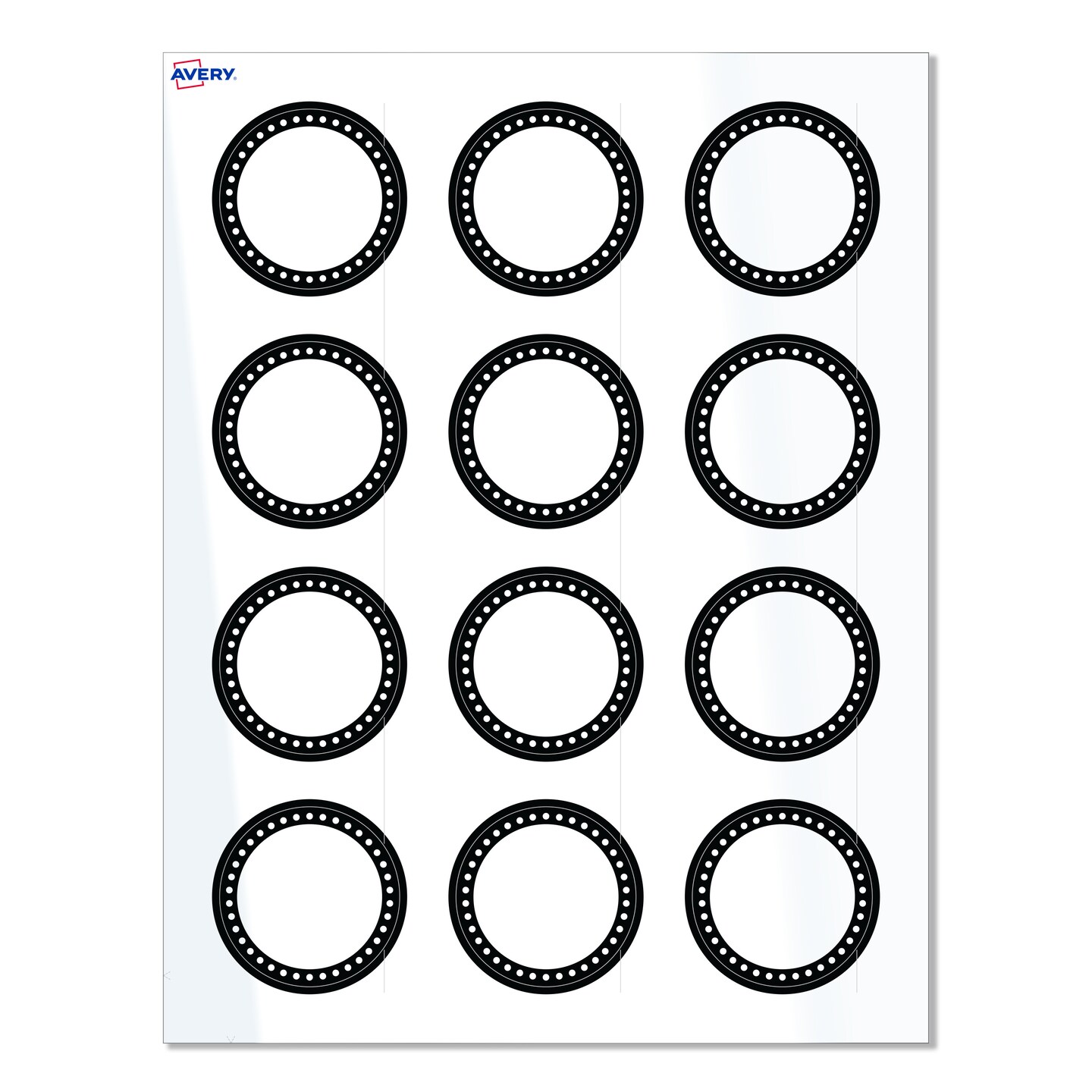 Avery® Printable Round Labels with Sure Feed® Technology, Black & White ...