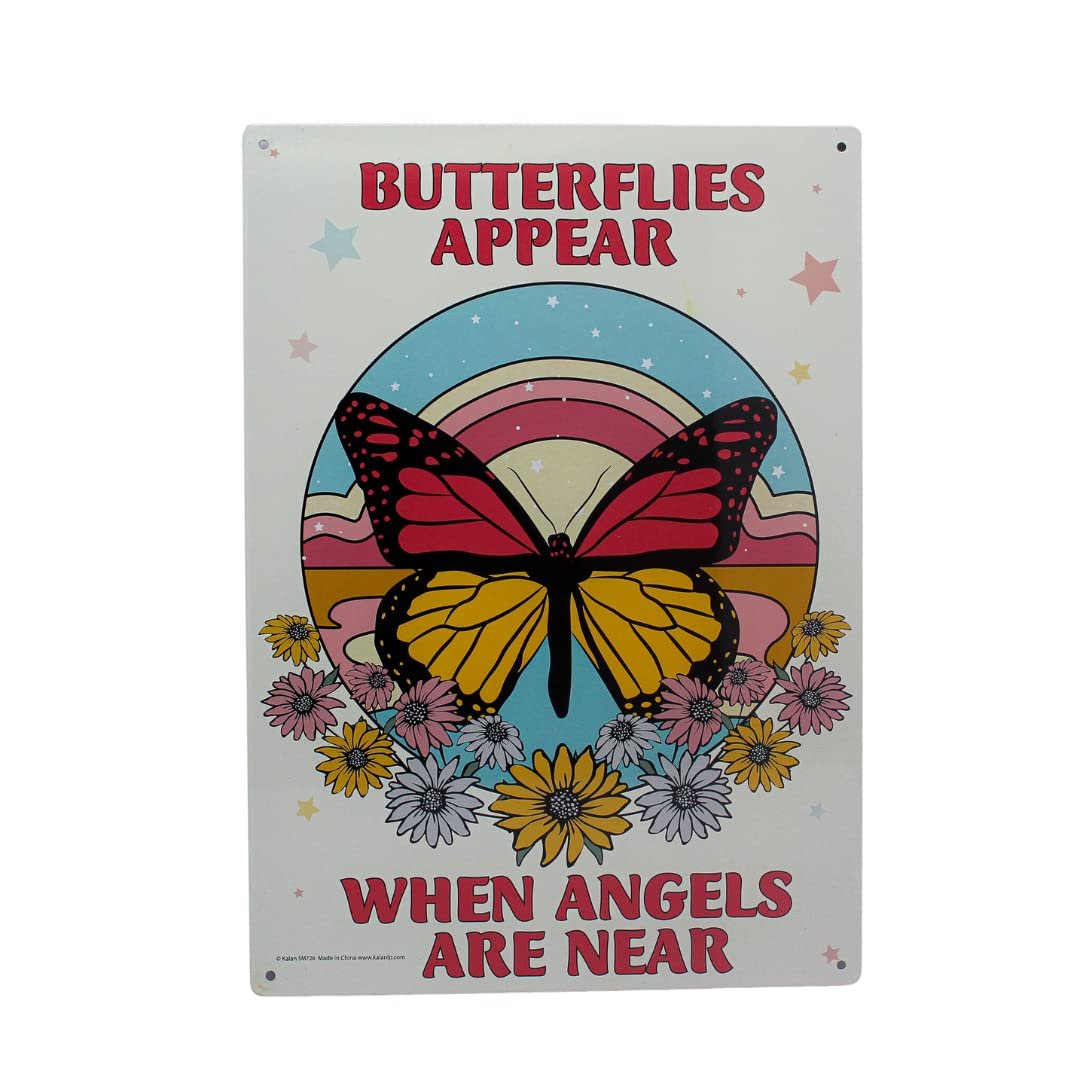 Butterflies Appear Metal Sign - Easy-to-Hang Wall Decor - Fun Tin Signs ...