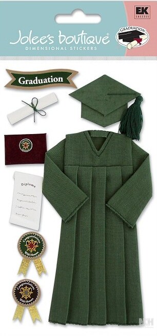 Jolee's Boutique Cap & Gown Green Dimensional Stickers | Michaels