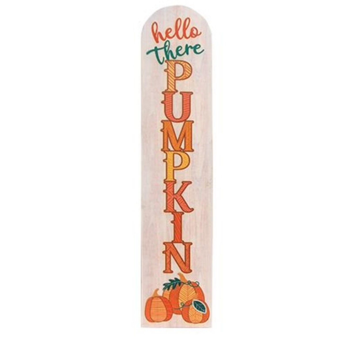 Vertical Wooden Hello There Pumpkin Sign with Multi-Color Engraved Text ...