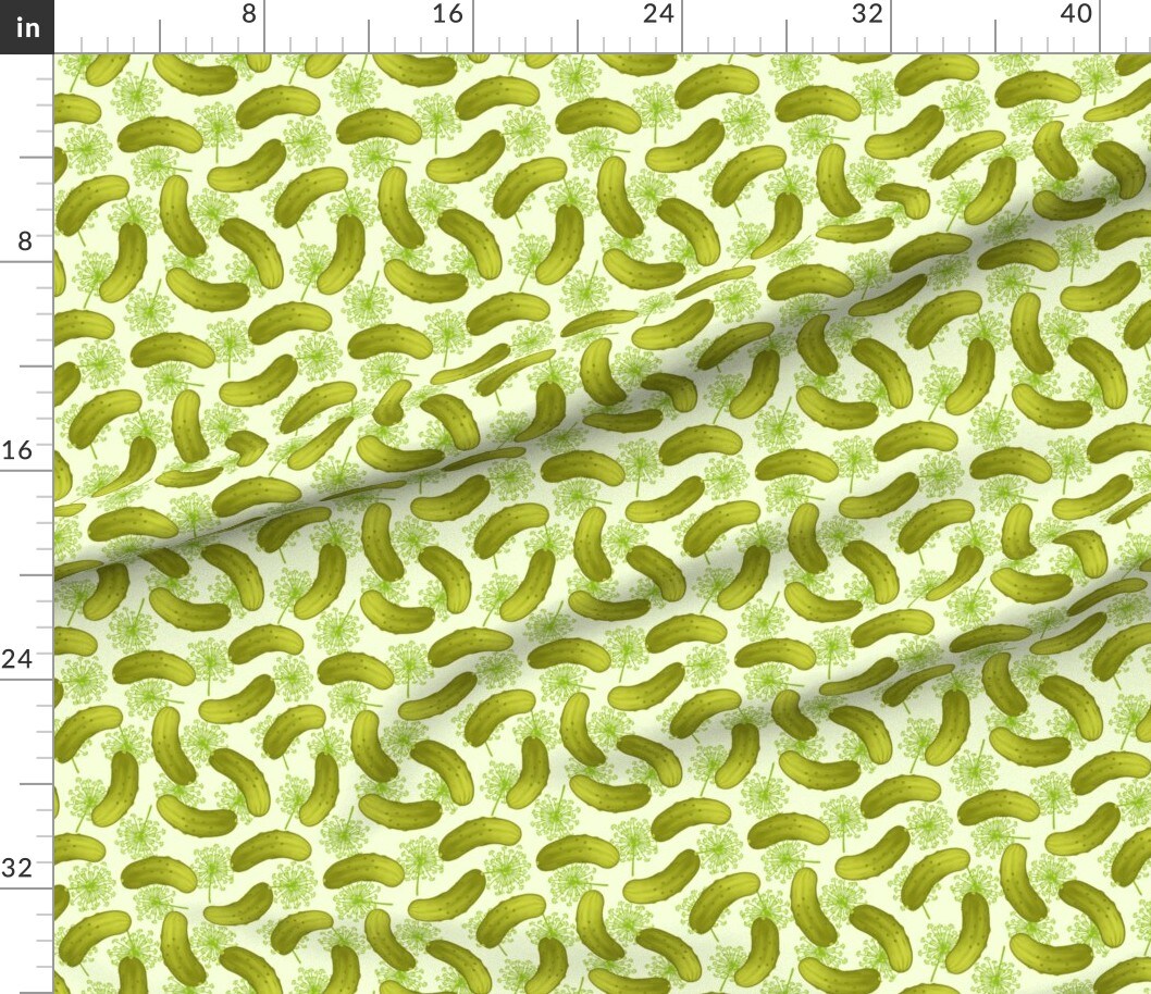 Various Fabrics by the Yard or Fat Quarter Pickles Pickle Green Pickled ...