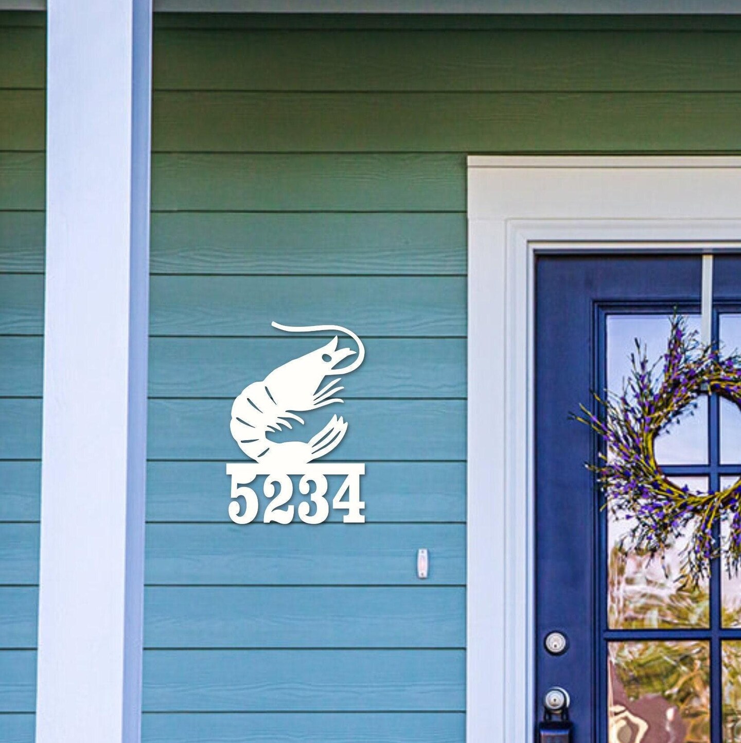 House Number Sign, Shrimp, Address Plaque, Address Sign, Custom ...