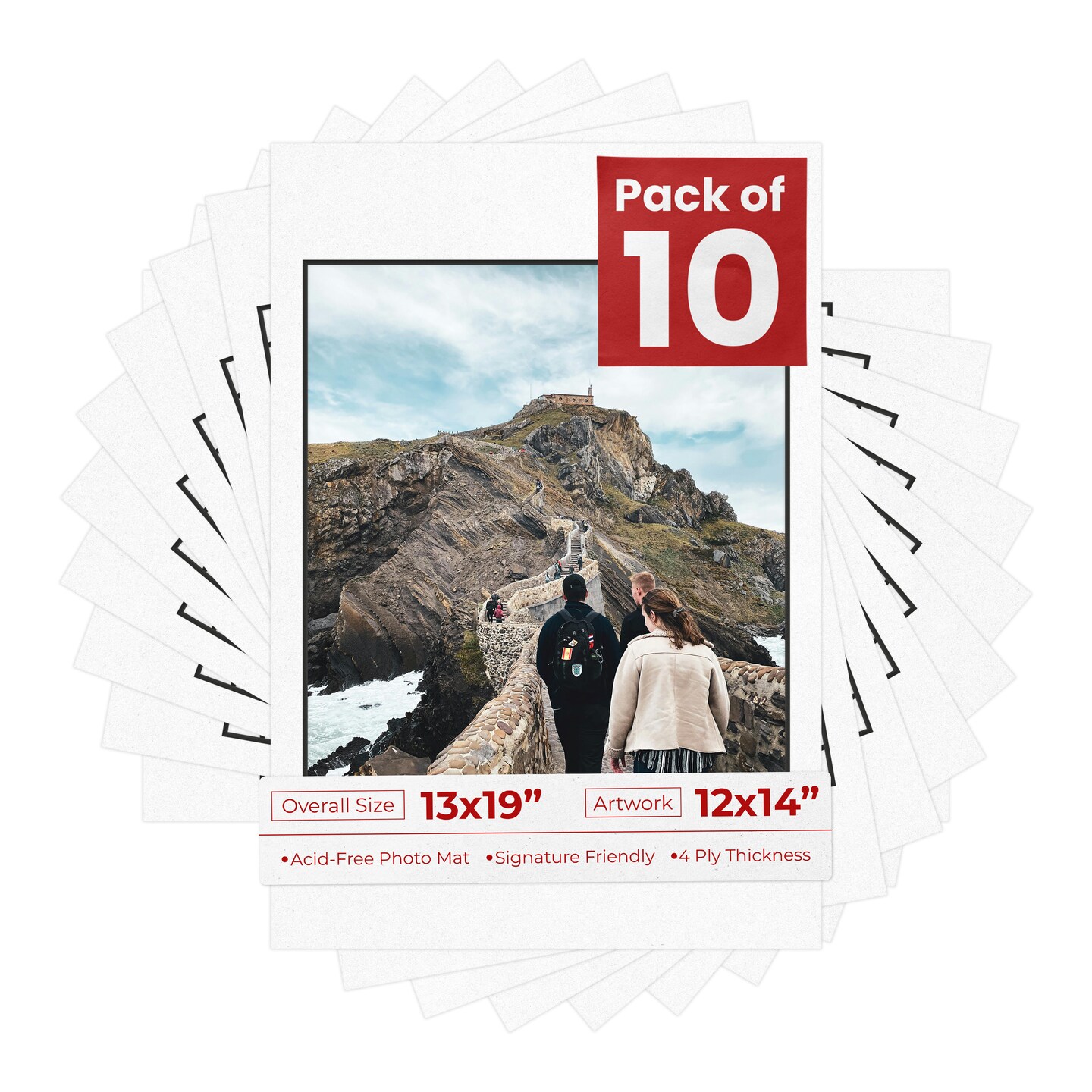 White with Black Core Mat Board for 13x19 Frames - Fits 12x14 Photos ...