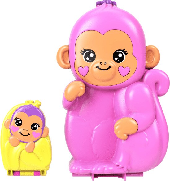Mattel - Polly Pocket Momma Monkey & Baby Playset with 2 Micro Dolls ...