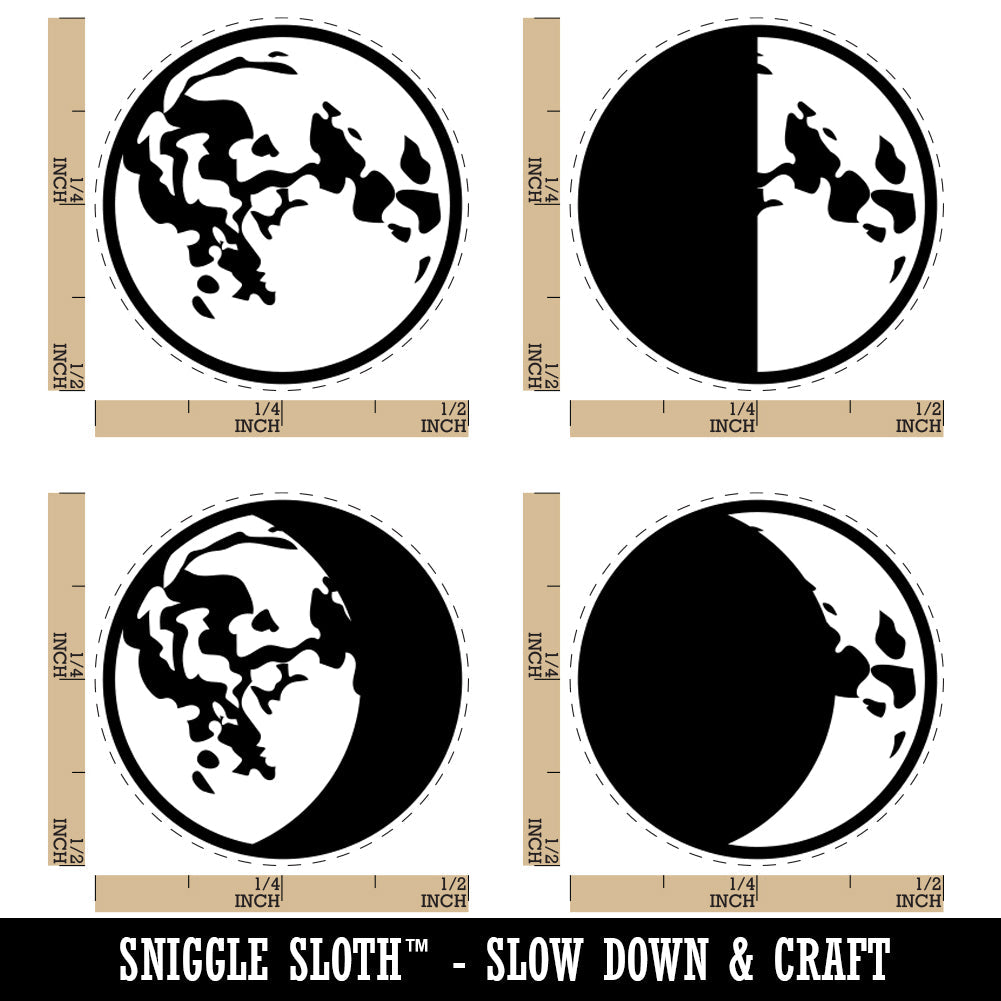 Moon Phases Quarter Waxing Waning Full Rubber Stamp Set for Stamping ...