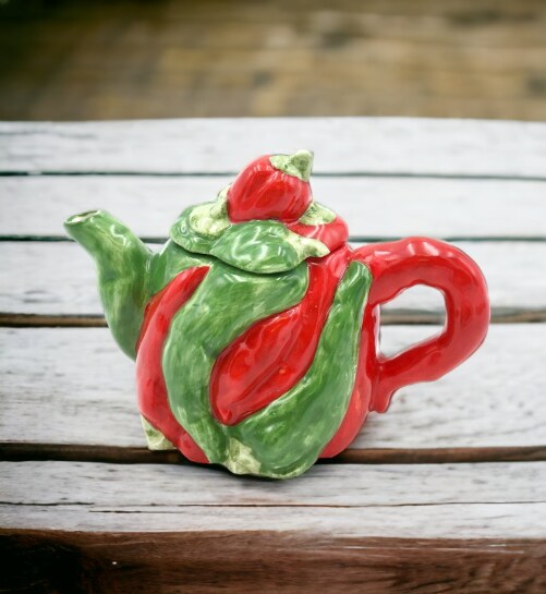 Ceramic Red Pepper Mini Teapot, Gift for Her, Gift for Mom, Tea Party ...