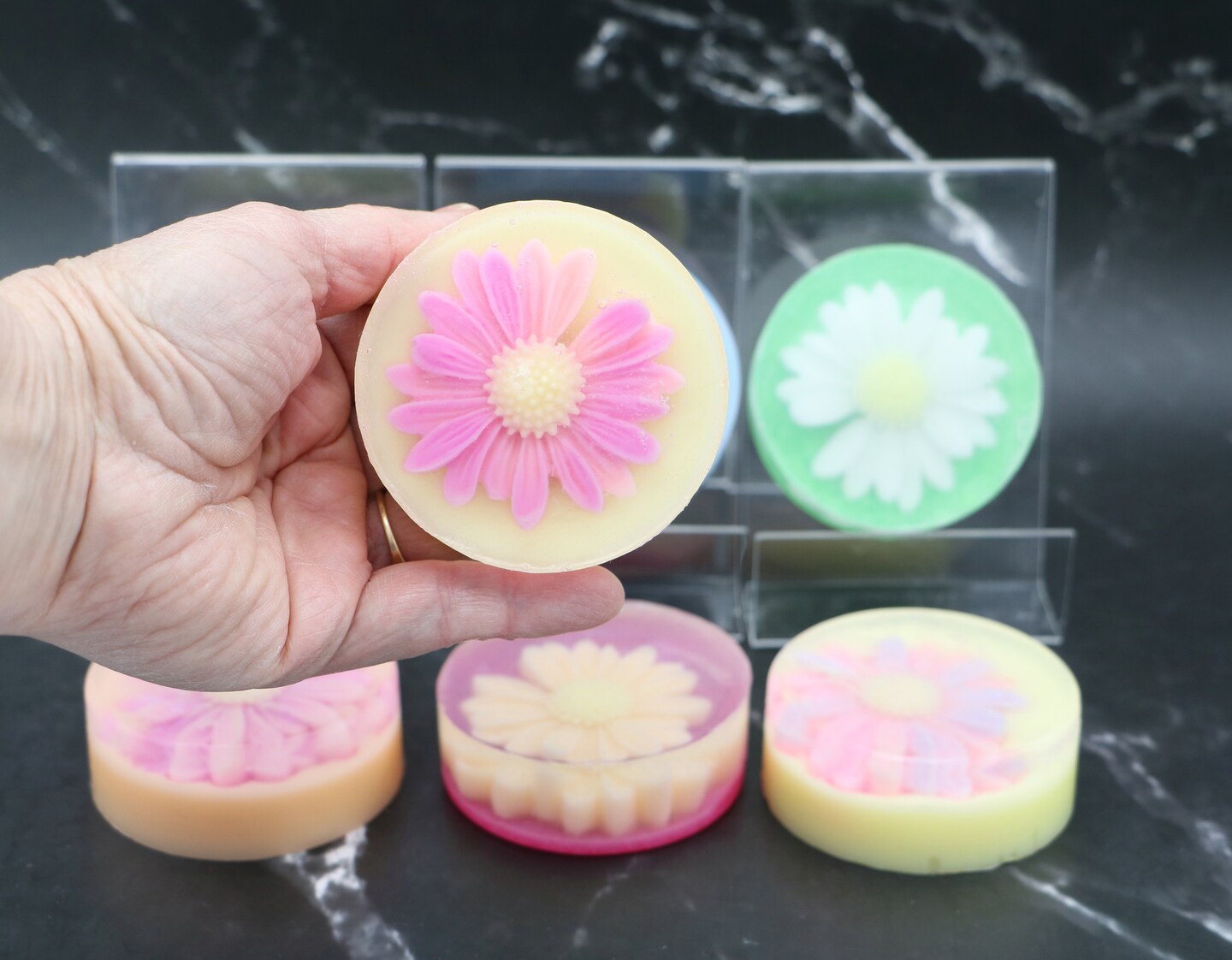 Set of 2 Colorful Daisy Embed Soaps for Mother's Day or Birthday Soap ...