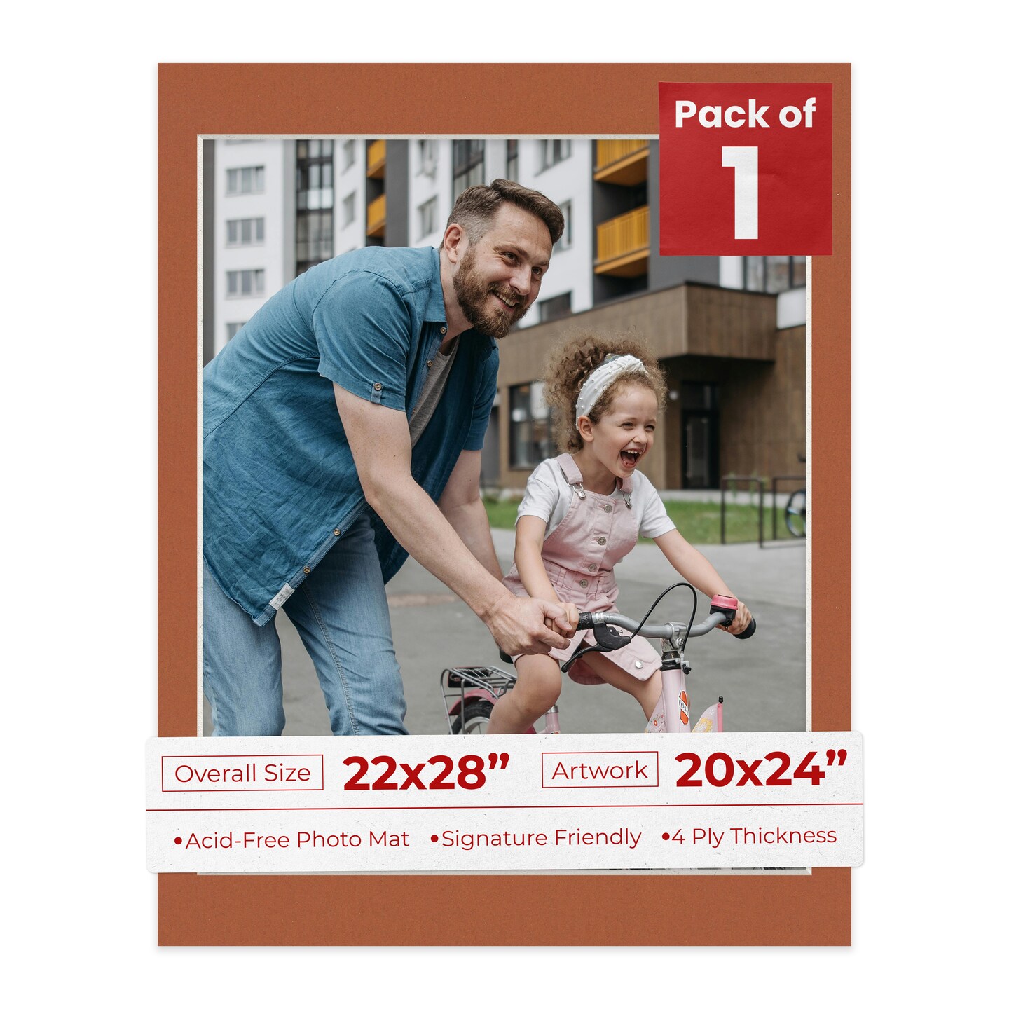 Terra-cotta Red Mat Board for 22x28 Frames - Fits 20x24 Photos, Color ...