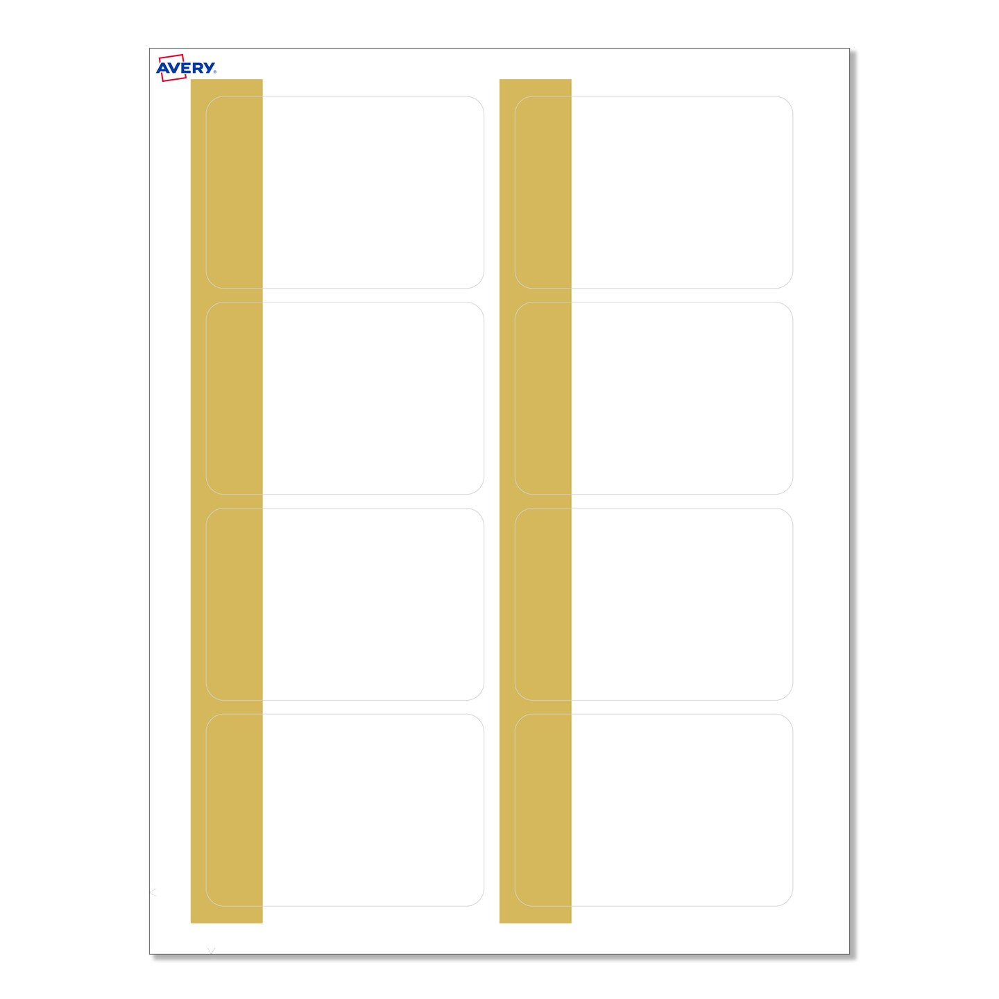 Avery® Printable Rectangle Adhesive Name Tags, Dipped Gold Edge Design ...