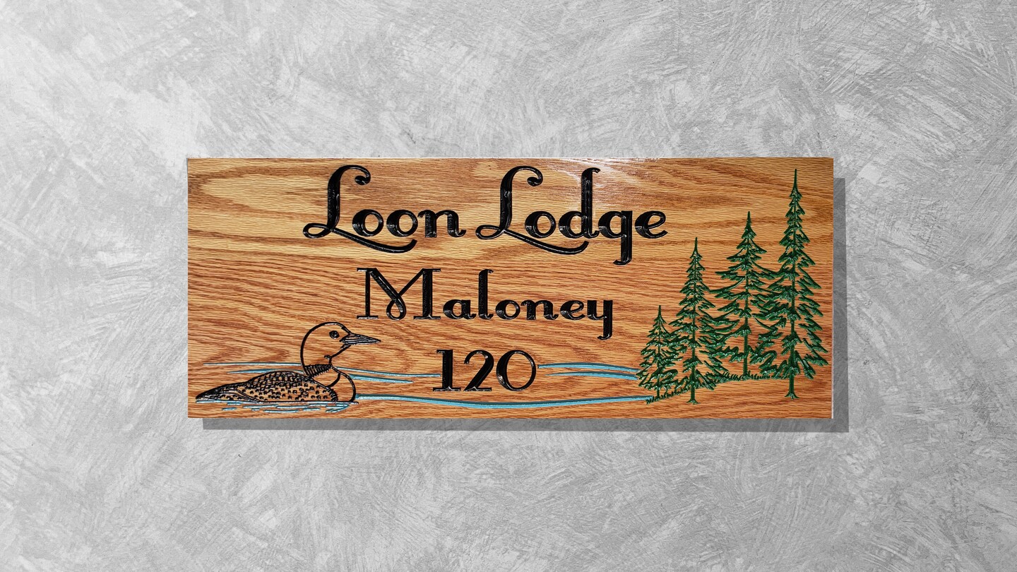 Custom Wood Sign with a loon | Personalized | Address Sign For House ...
