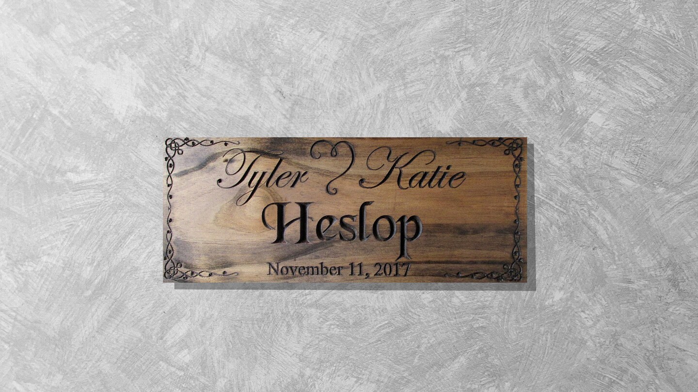Engraved Family Established Sign, Carved Wood Plaque, Wedding Date Sign ...