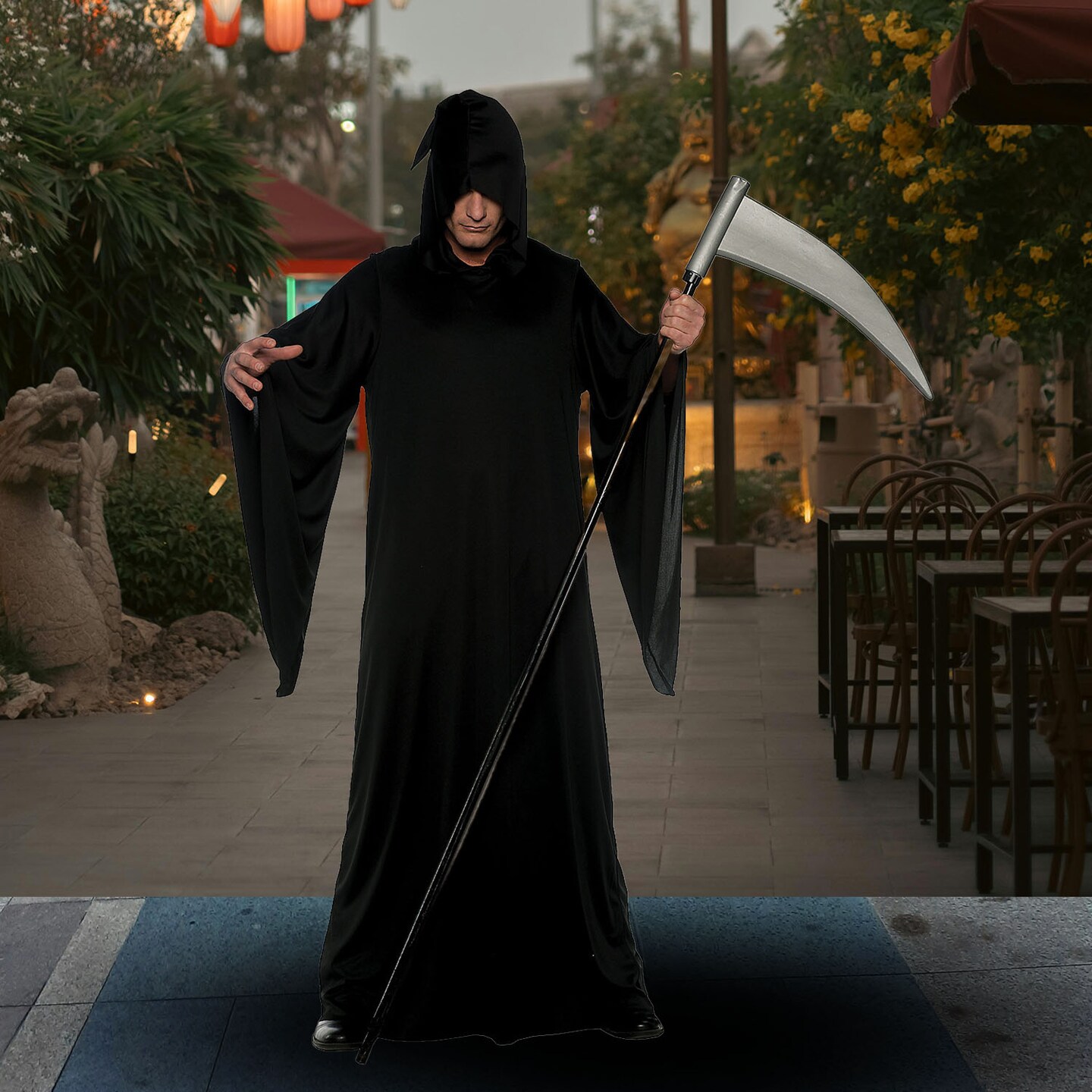 Mens Grim Reaper Costume with Hooded Robe and Belt, Perfect for ...