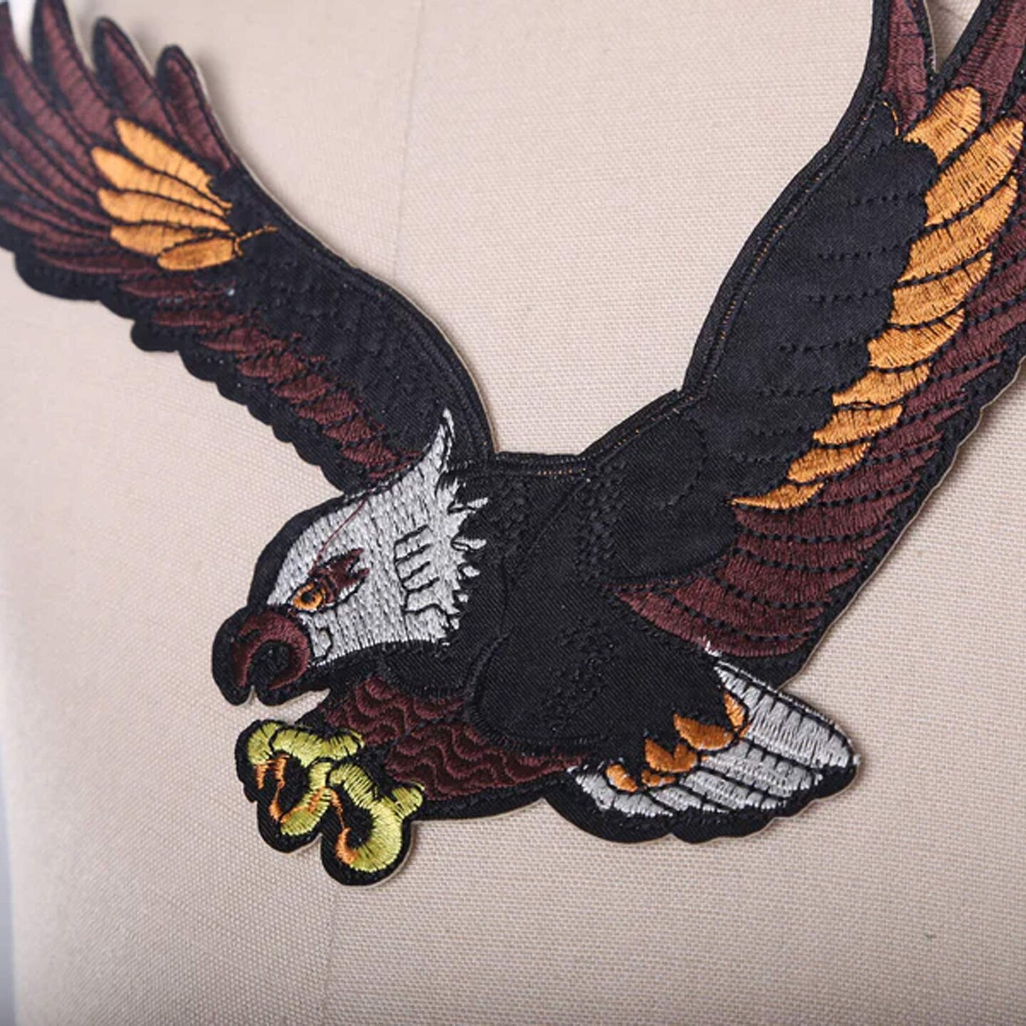 Eagle Iron On Patch Ferocious Design with With White Embroidered head ...