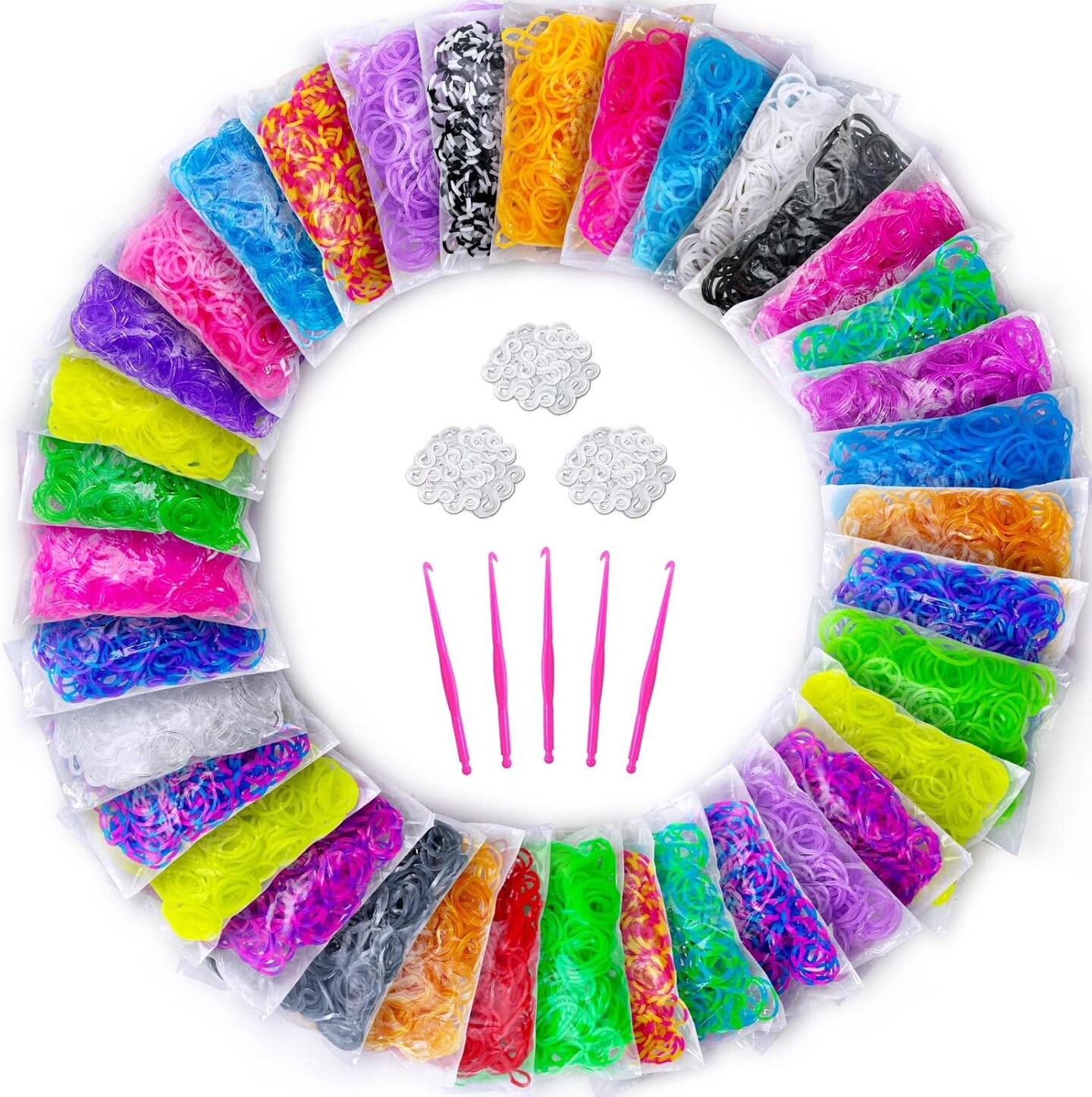 7500+ Rubber Band Kit, 36 Colors Rubber Band Bracelet Refill Making Kit ...