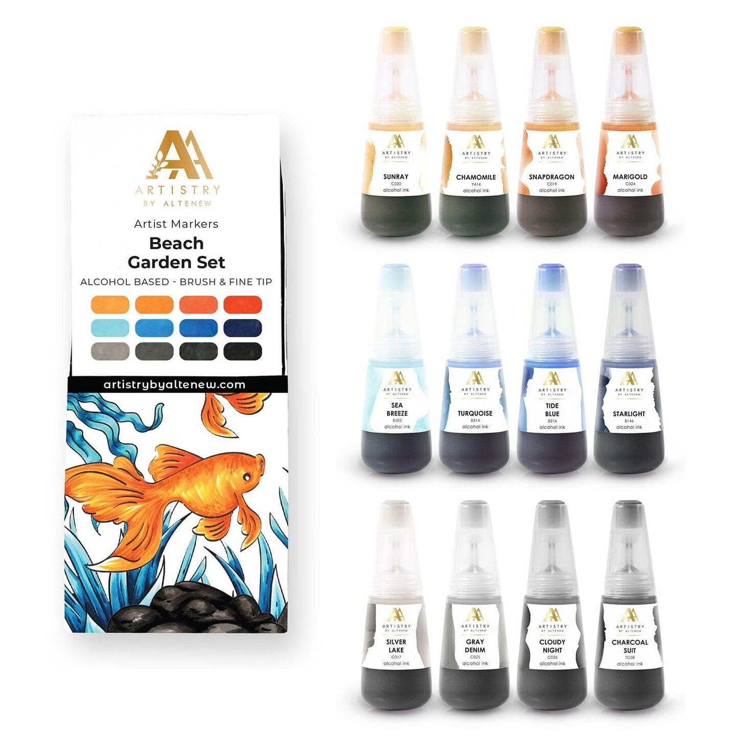Beach Garden Artist Alcohol Markers Set & Alcohol Ink Bundle (12 colors ...