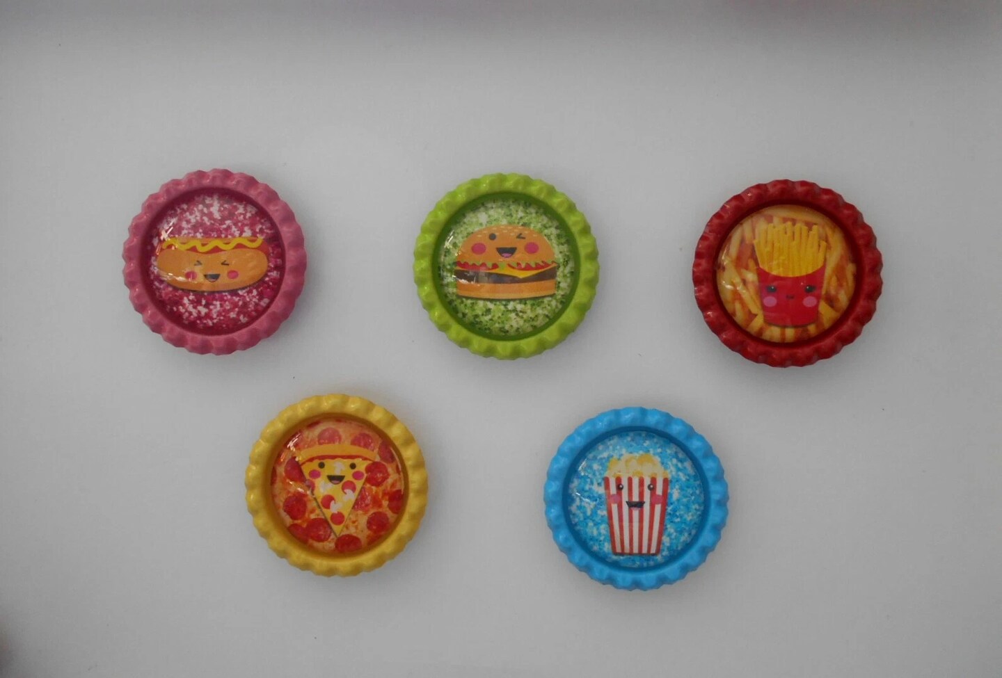 Glass Bottle Cap Refrigerator Magnets with Emoji Junk Food Images, Set ...