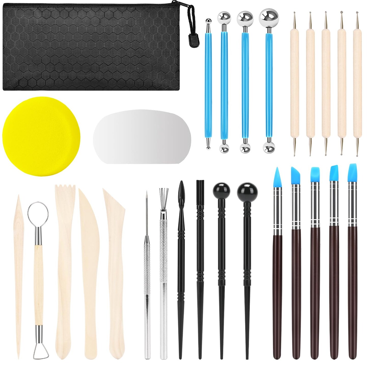 Clay Tools Kit,28 PCS Pottery Tools, Polymer Clay Sculpting Tools Kit,Air Dry Clay Tools Set for ...