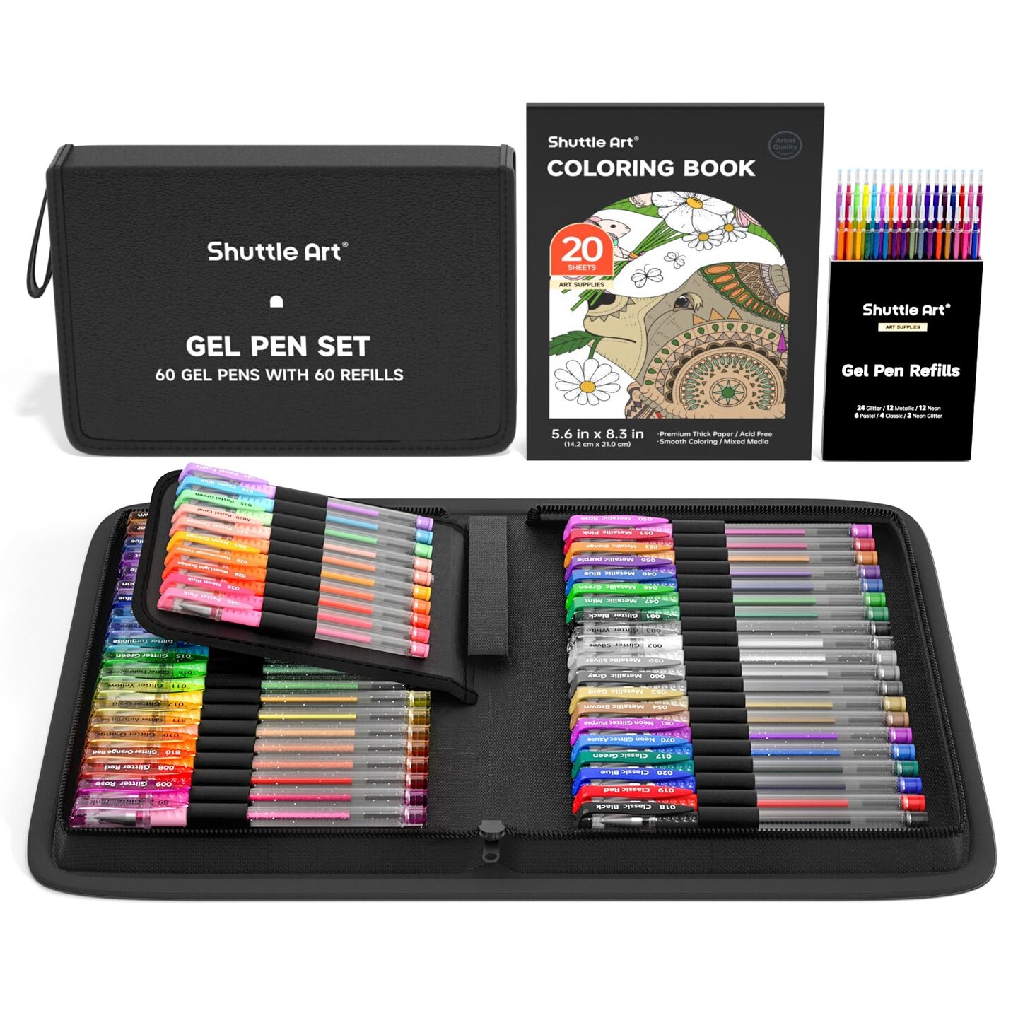Gel Pens, 120 Pack Gel Pen Set 60 Colored Gel Pen with 60 Refills for ...