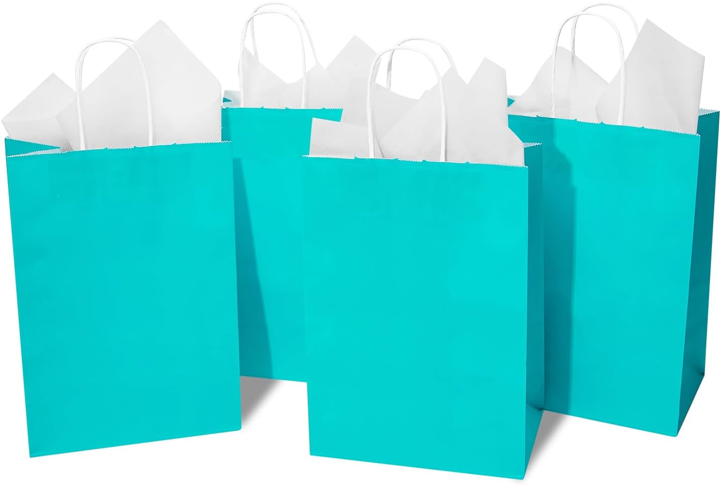 24 Pack Medium Size Teal Blue Paper Gift Bags with Handles 10x8x4 Inch ...