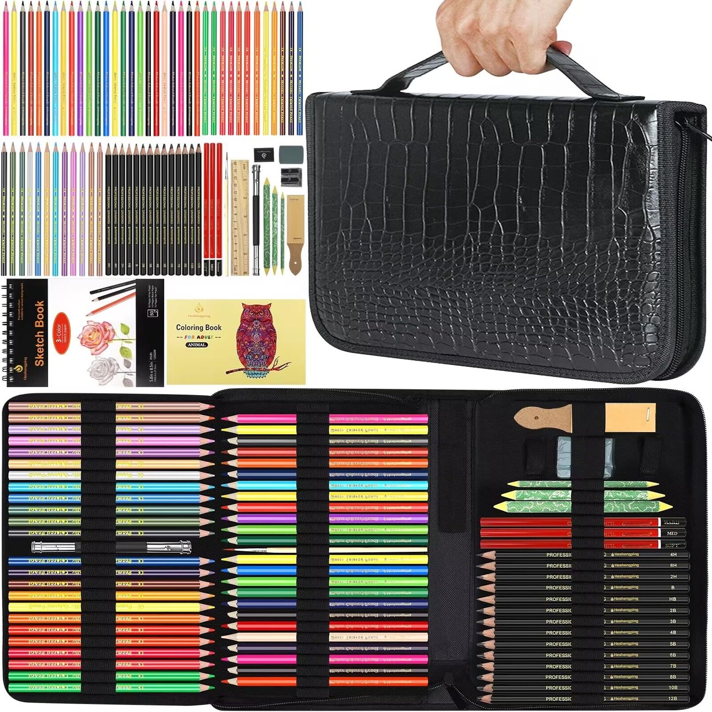 Drawing Kit, 78pcs Sketch Color Metallic Colored Watercolor Graphite ...