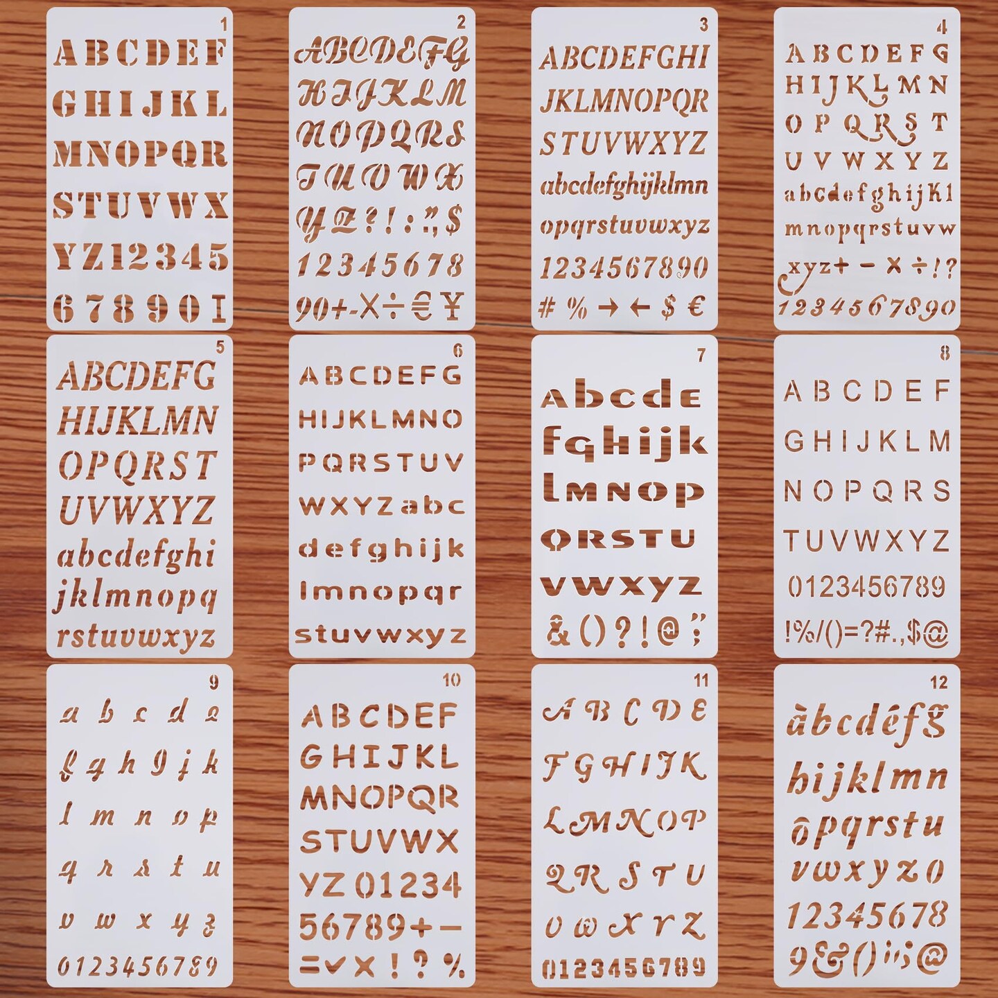 Letter Stencils - 12 Pack, 4 x 7 Inch, Reusable Plastic Alphabet ...