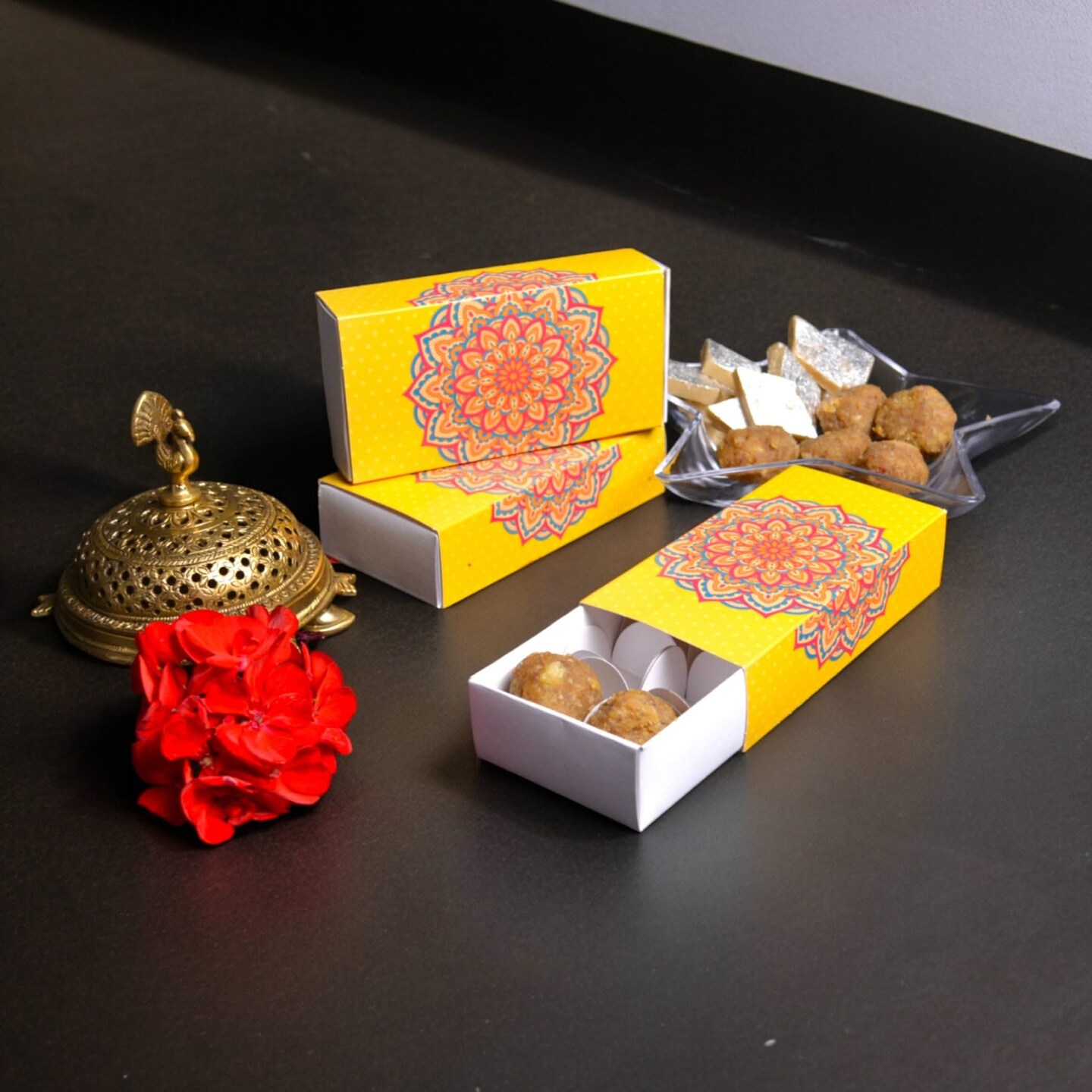 Sweet Boxes for Indian Sweets Mandala Design Empty Mithai Box with Lid ...