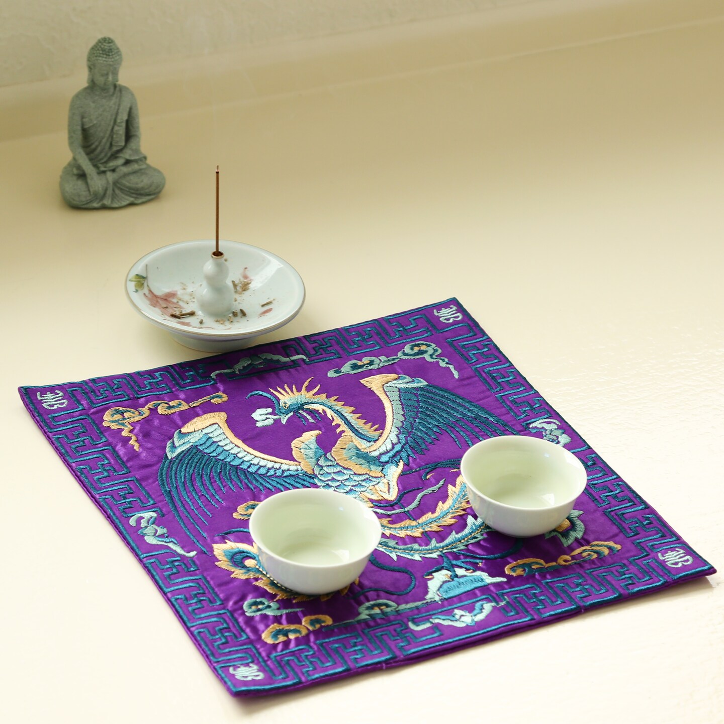 Traditional Chinese Phoenix Embroider Silk Brocade Shrine Table Cover ...