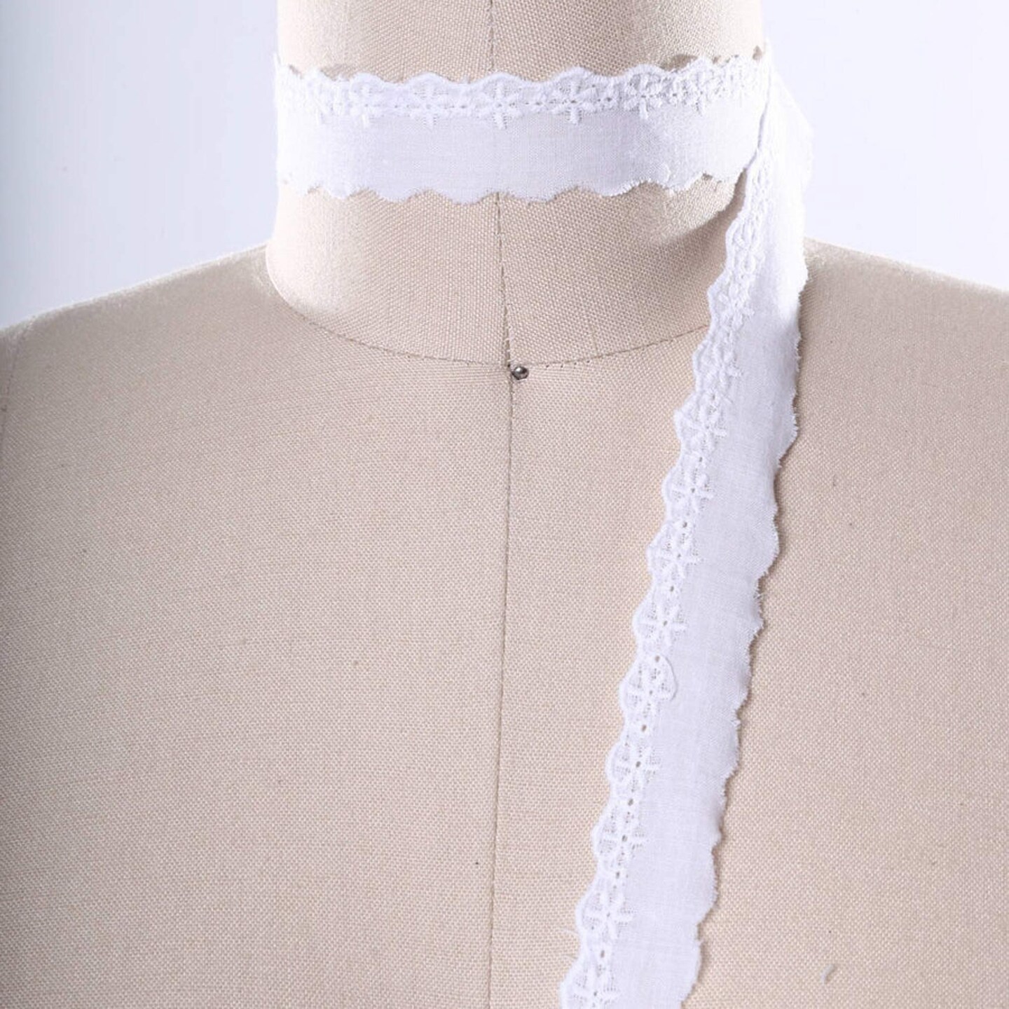 1 Yard White Cotton Lace Trim Single Side Finished Edge | Michaels