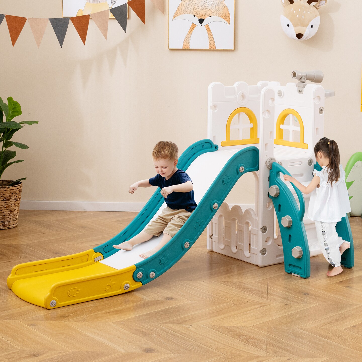 6-in-1 Toddler Slide and Climber Playset with Hoop and Ladder | Michaels