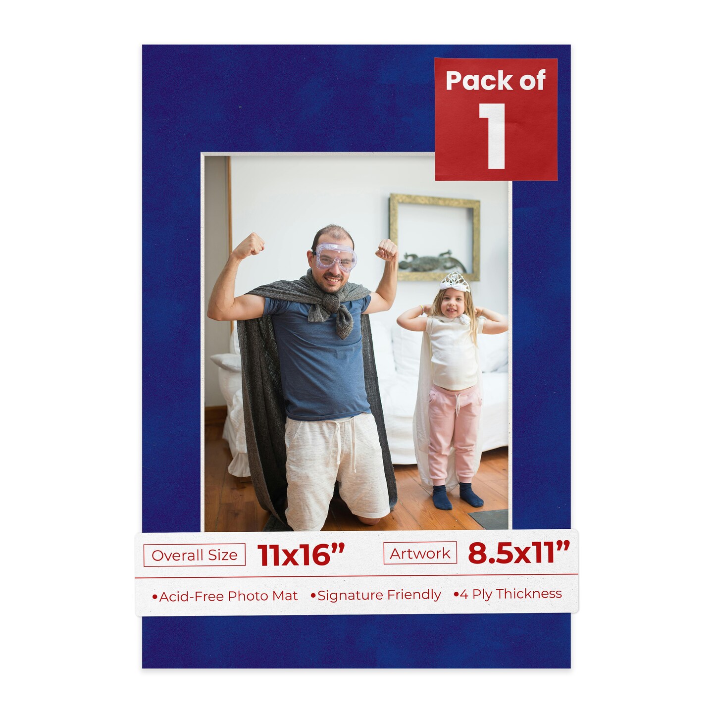 Royal Blue Suede Mat Board for 11x16 Frames - Fits 8.5x11 Photos, Color ...
