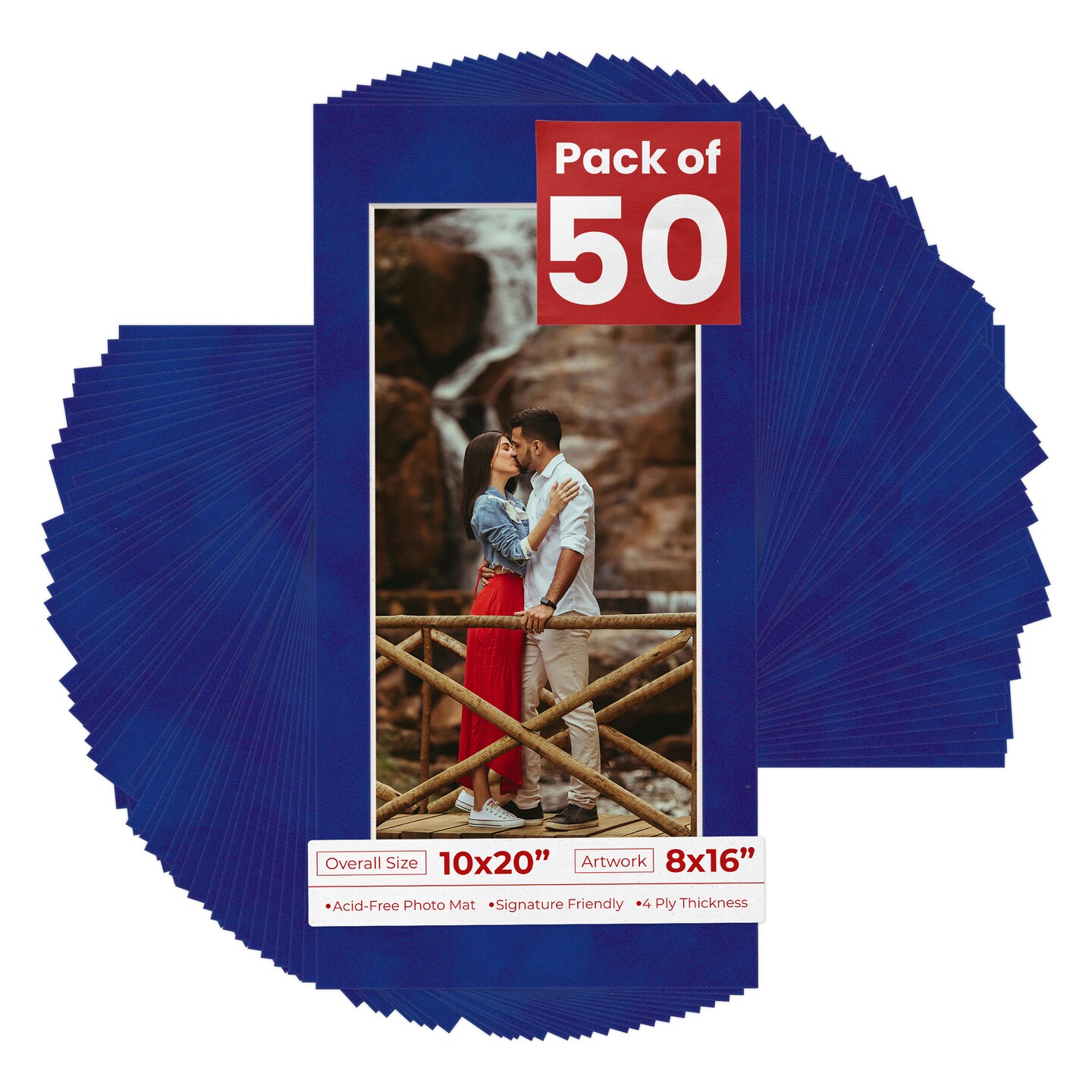Royal Blue Suede Mat Board for 10x20 Frames - Fits 8x16 Photos, Color ...