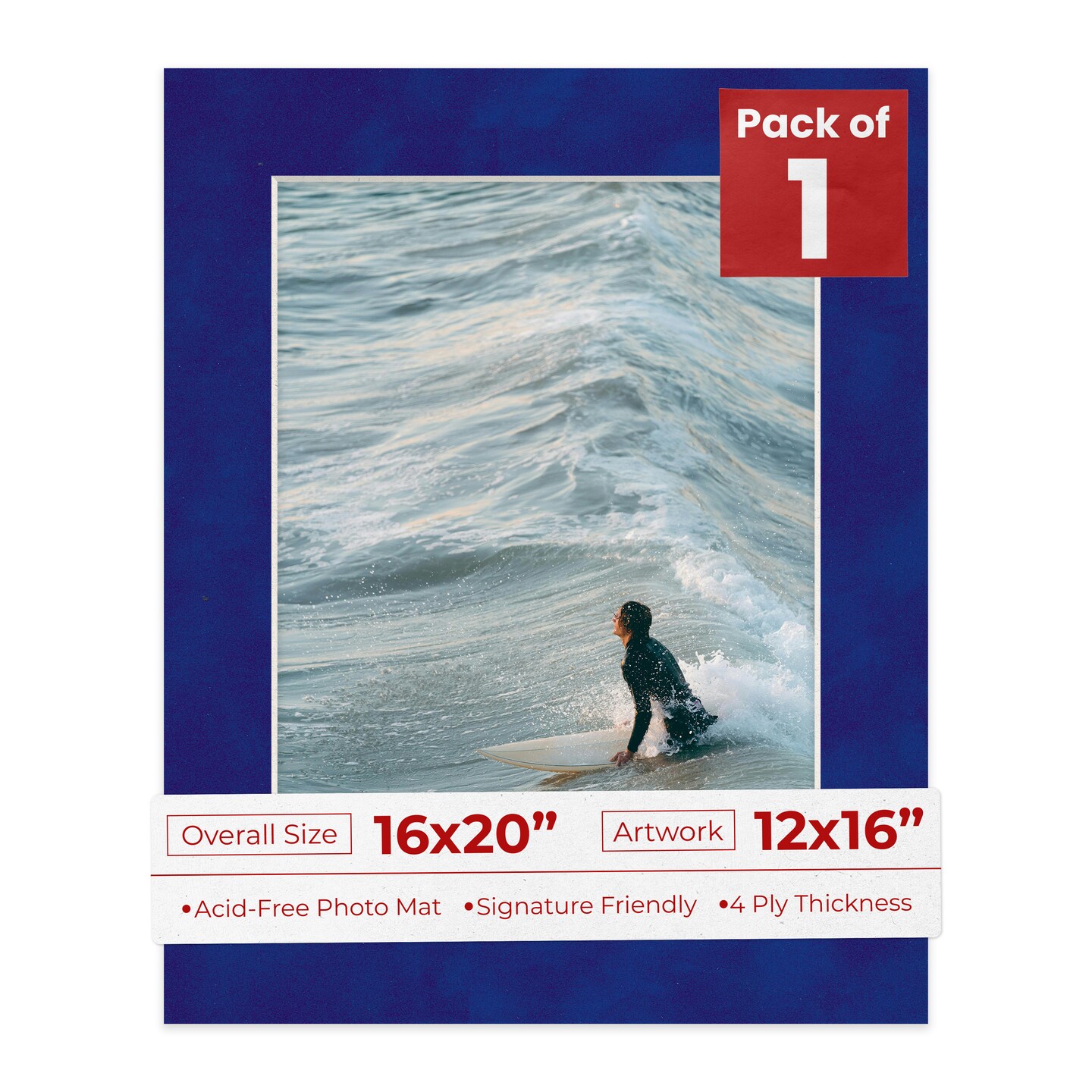 Royal Blue Suede Mat Board for 16x20 Frames - Fits 12x16 Photos, Color ...