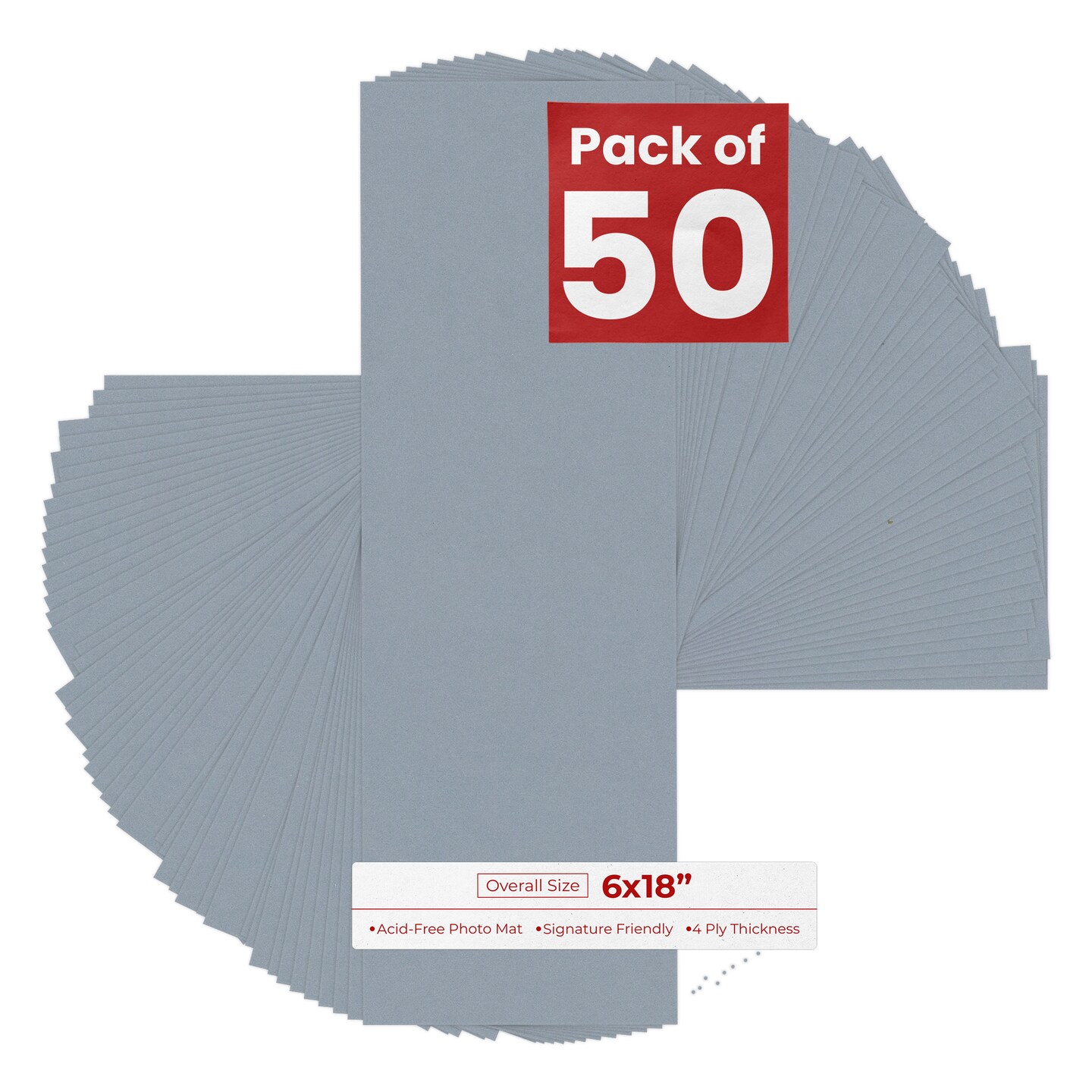 Mid Grey 6x18 Uncut Mat Board - Blank Sheets, No Opening, Color: Grey ...