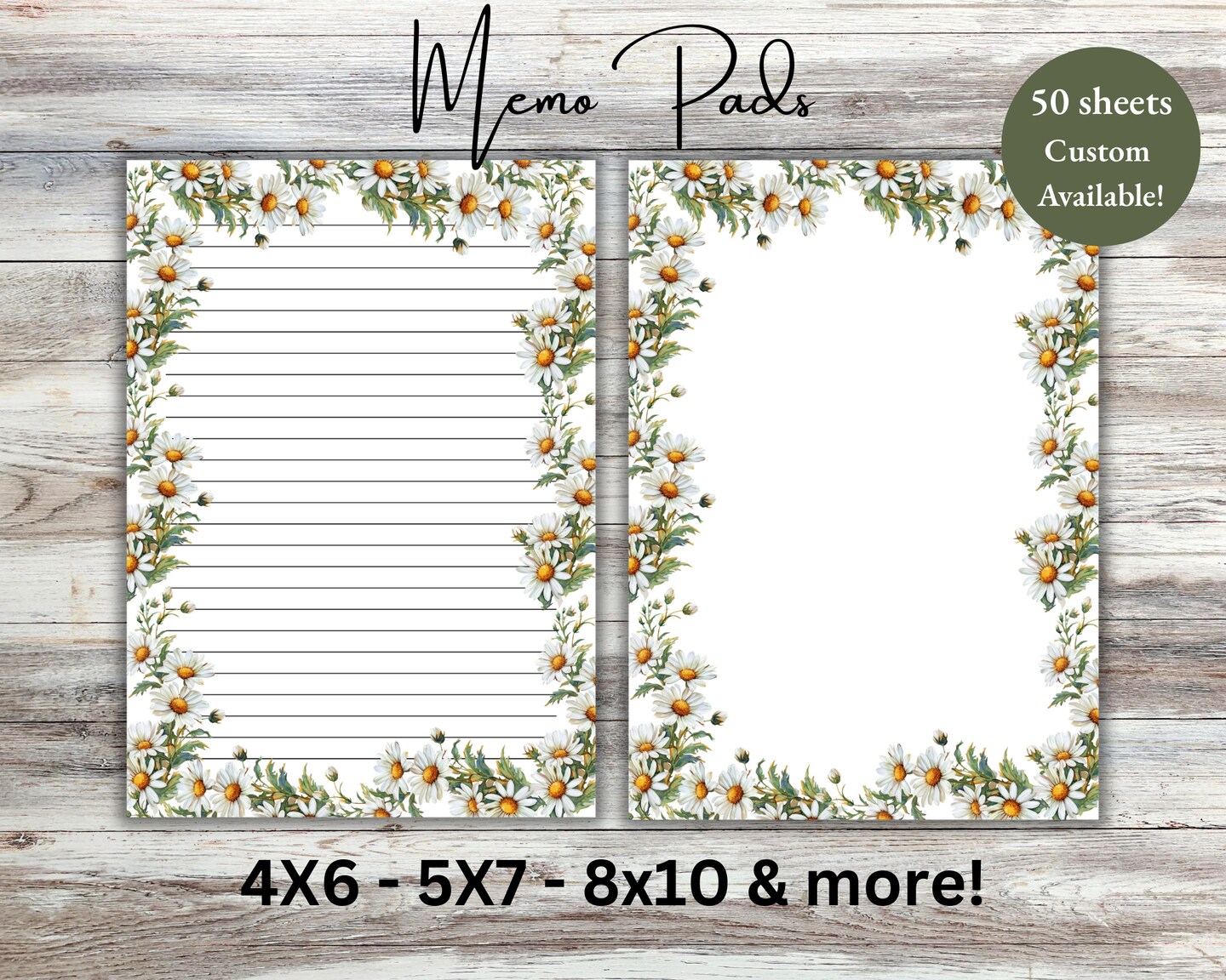 Daisy Notepad: 5x7 Writing Pad, Memo Pads, 50 Sheets, Teachers ...