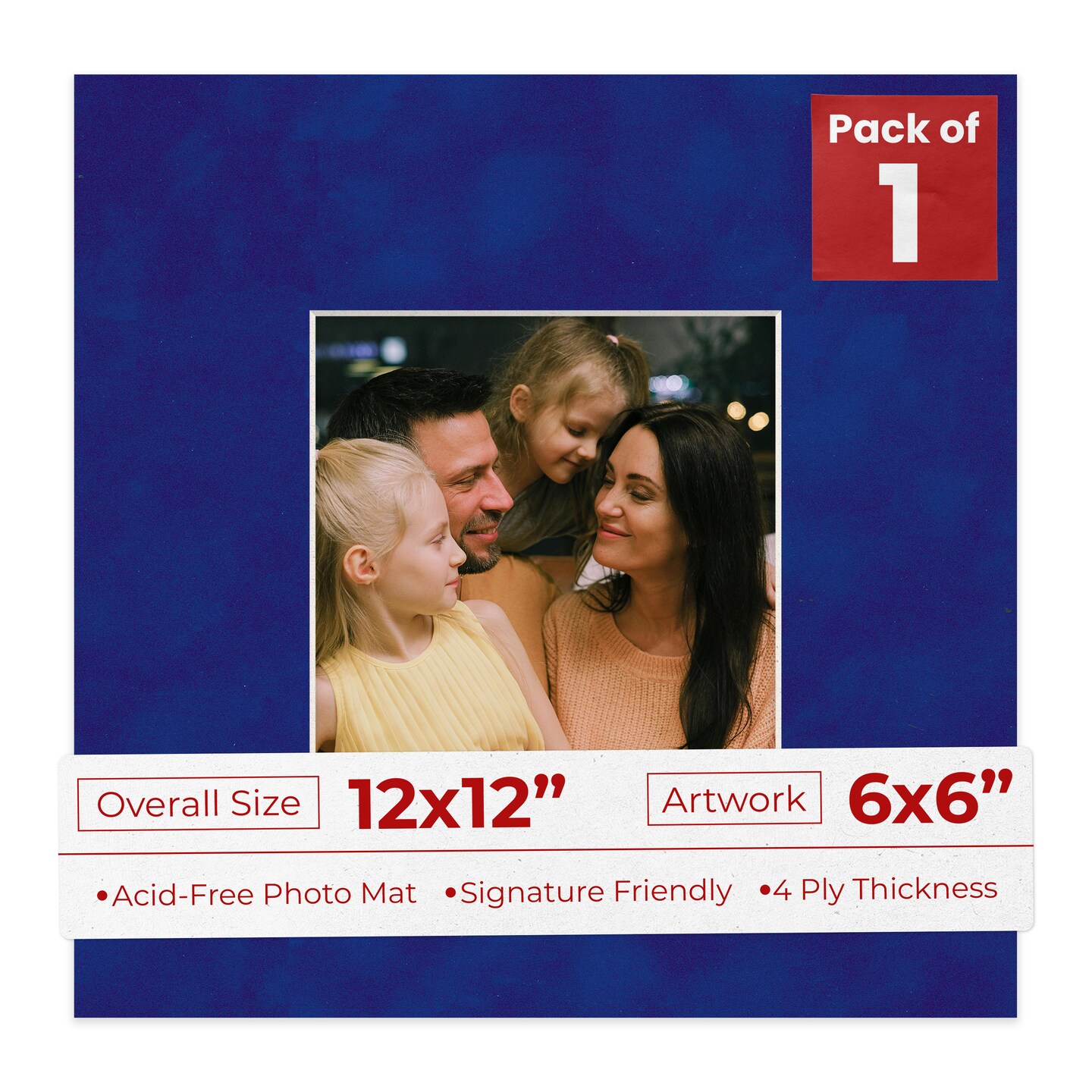 Royal Blue Suede Mat Board for 12x12 Frames - Fits 6x6 Photos, Color ...