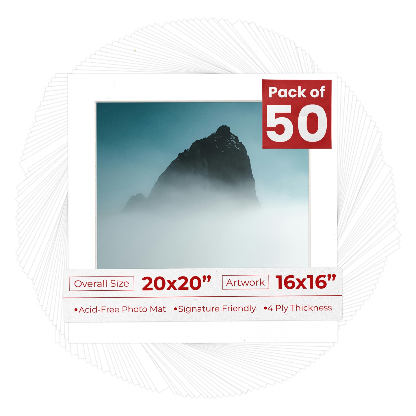 White Suede Mat Board for 20x20 Frames - Fits 16x16 Photos, Color ...