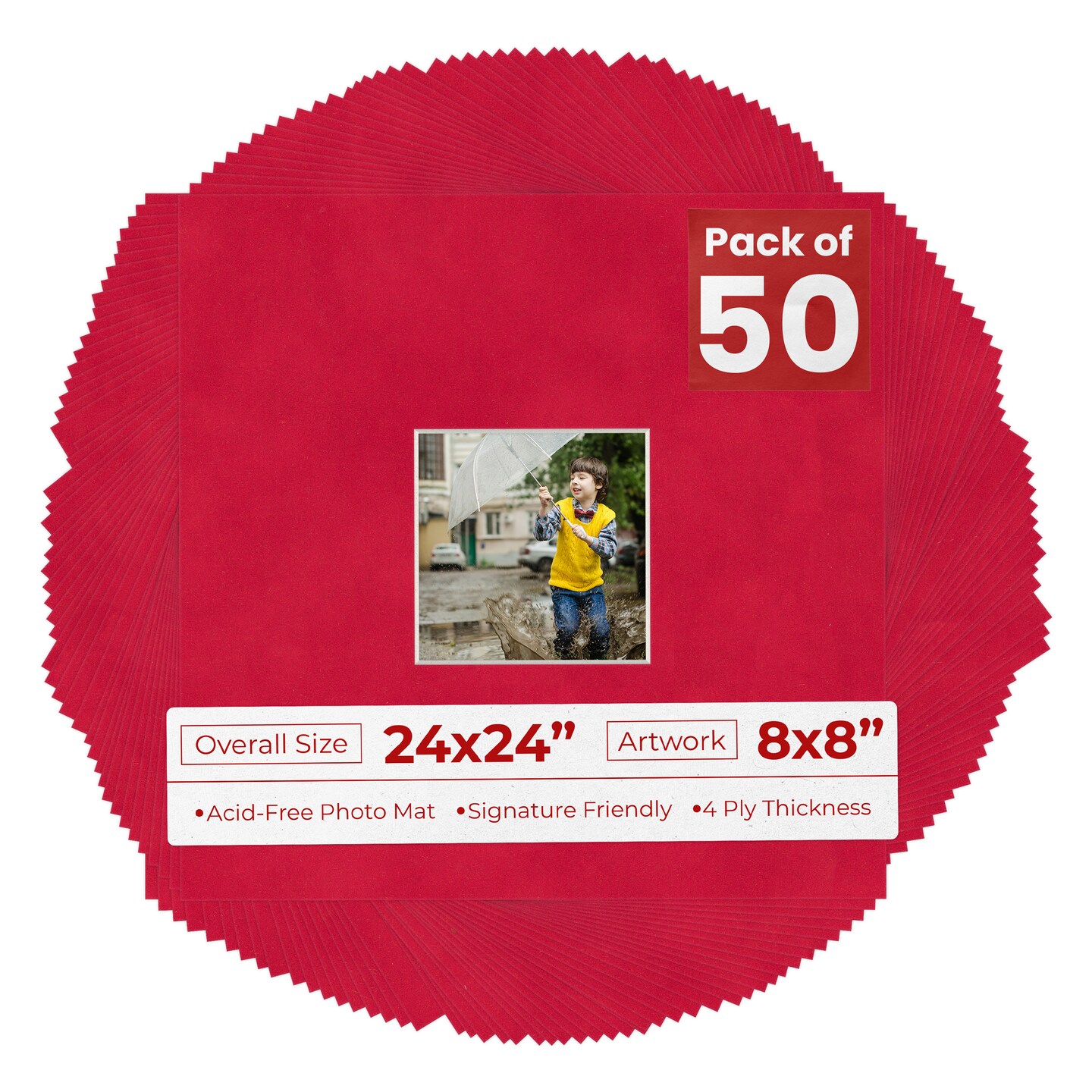 Cherry Red Suede Mat Board for 24x24 Frames - Fits 8x8 Photos, Color ...