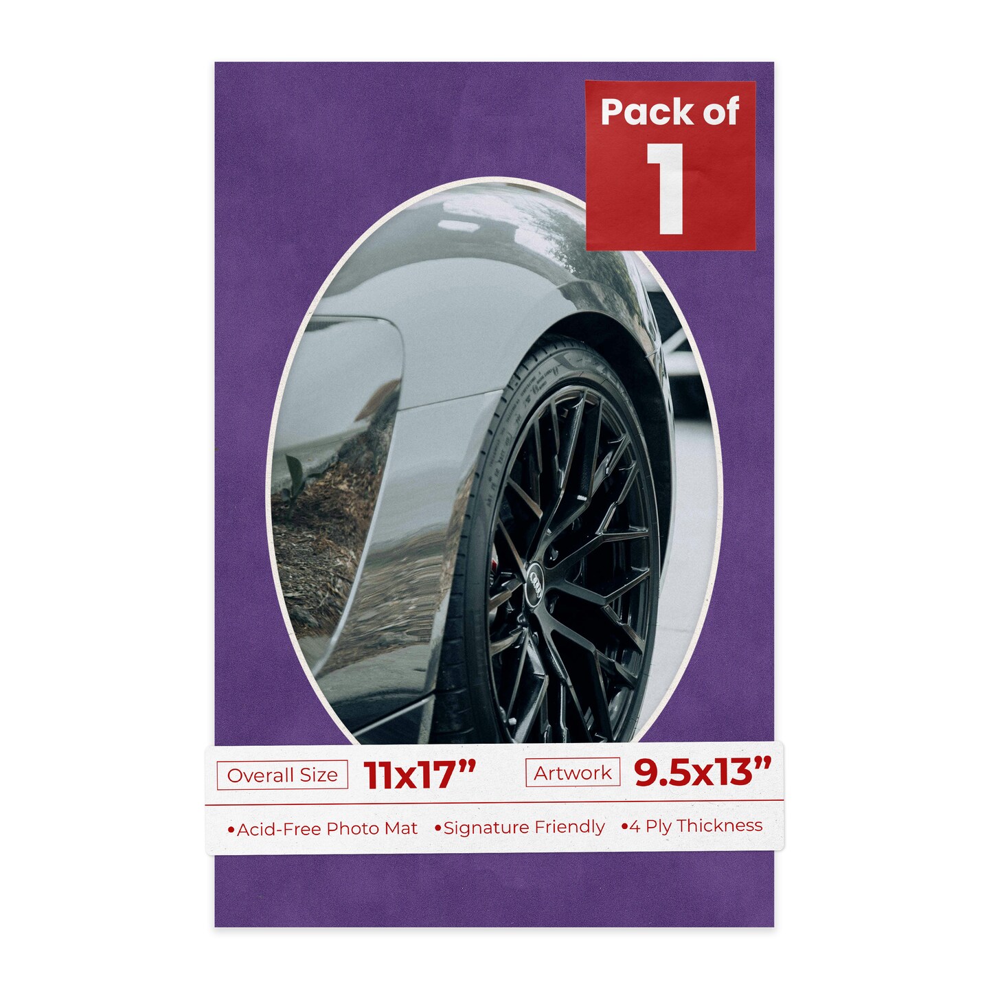 Purple Suede Mat Board for 11x17 Frames - Oval Opening for 9.5x13 ...