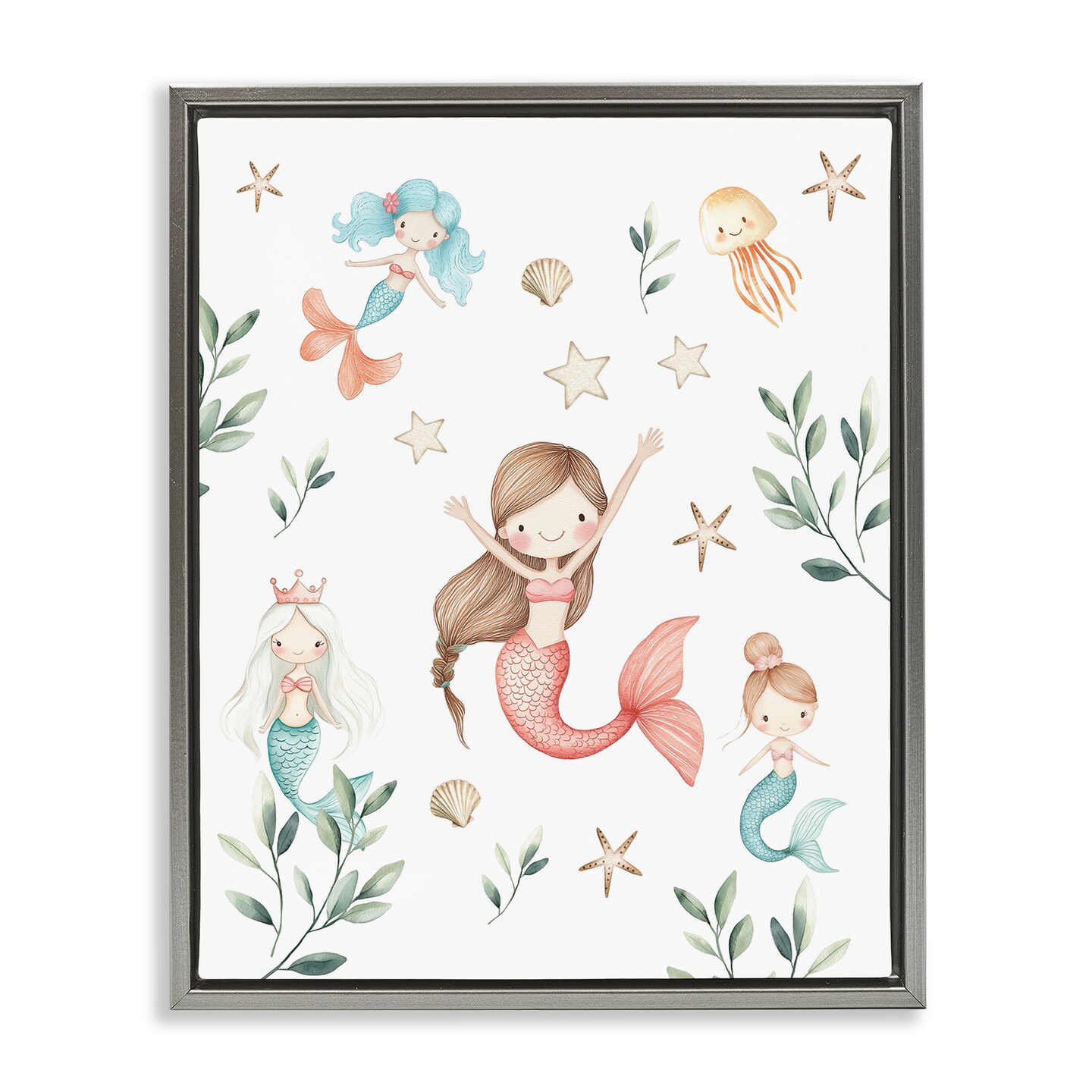 Stupell Industries Underwater Mermaids Adventures Floating Frame ...