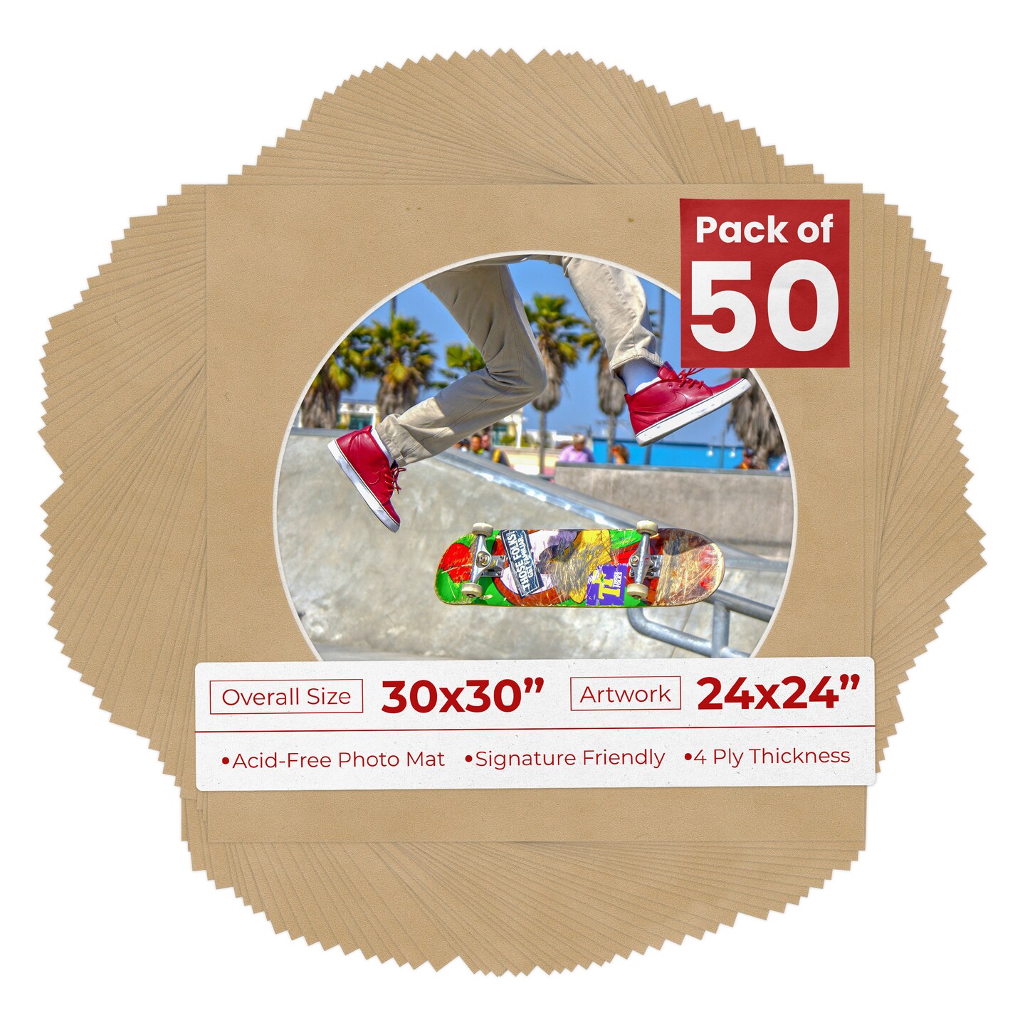 Beige Suede Mat Board for 30x30 Frames - Circle Opening for 24x24 ...