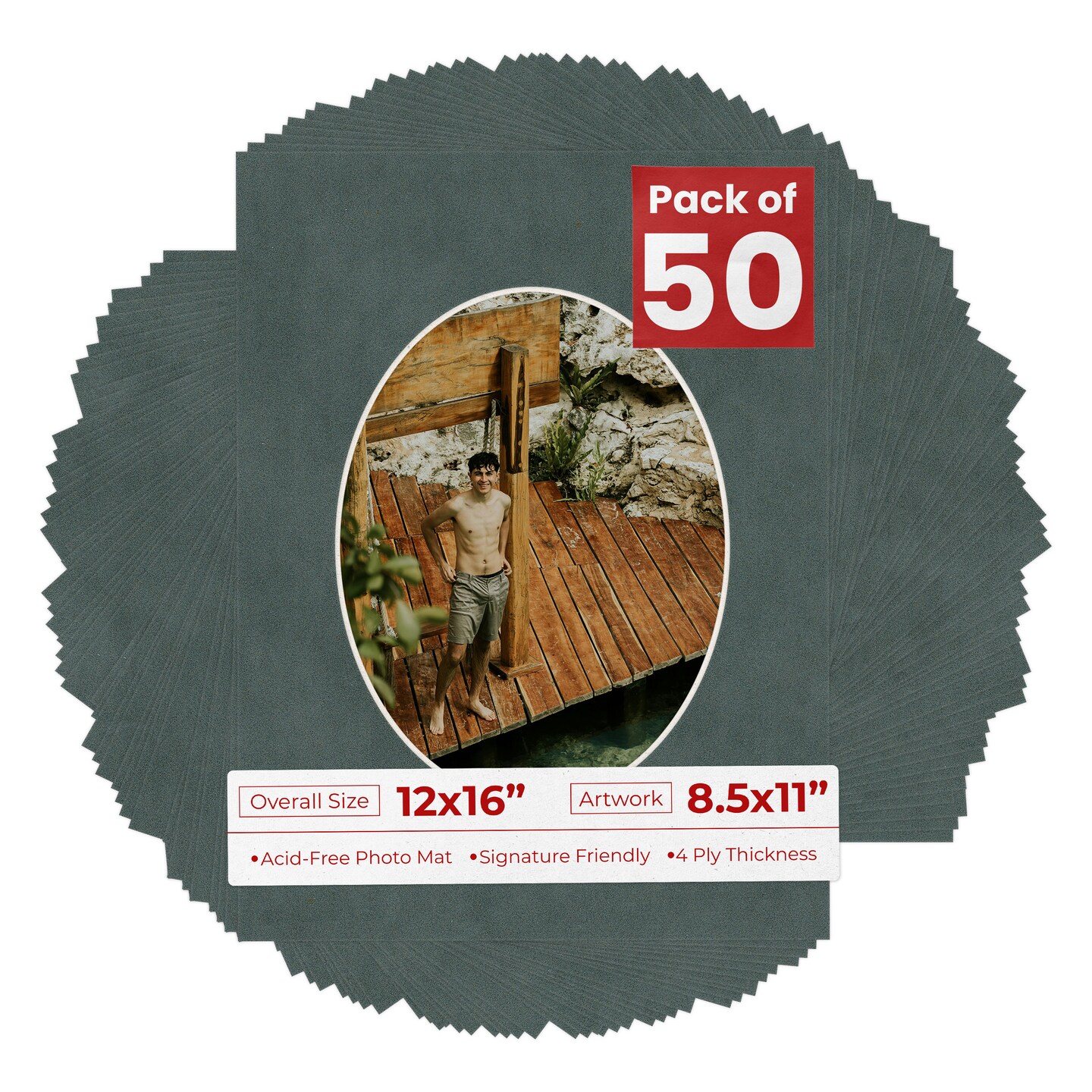 Dark Grey Suede Mat Board for 12x16 Frames - Oval Opening for 8.5x11 ...