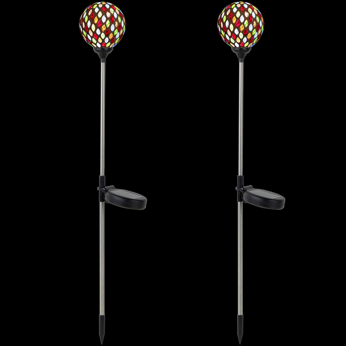 Northlight Mosaic Stained Glass Solar LED Pathway Markers 30 ...