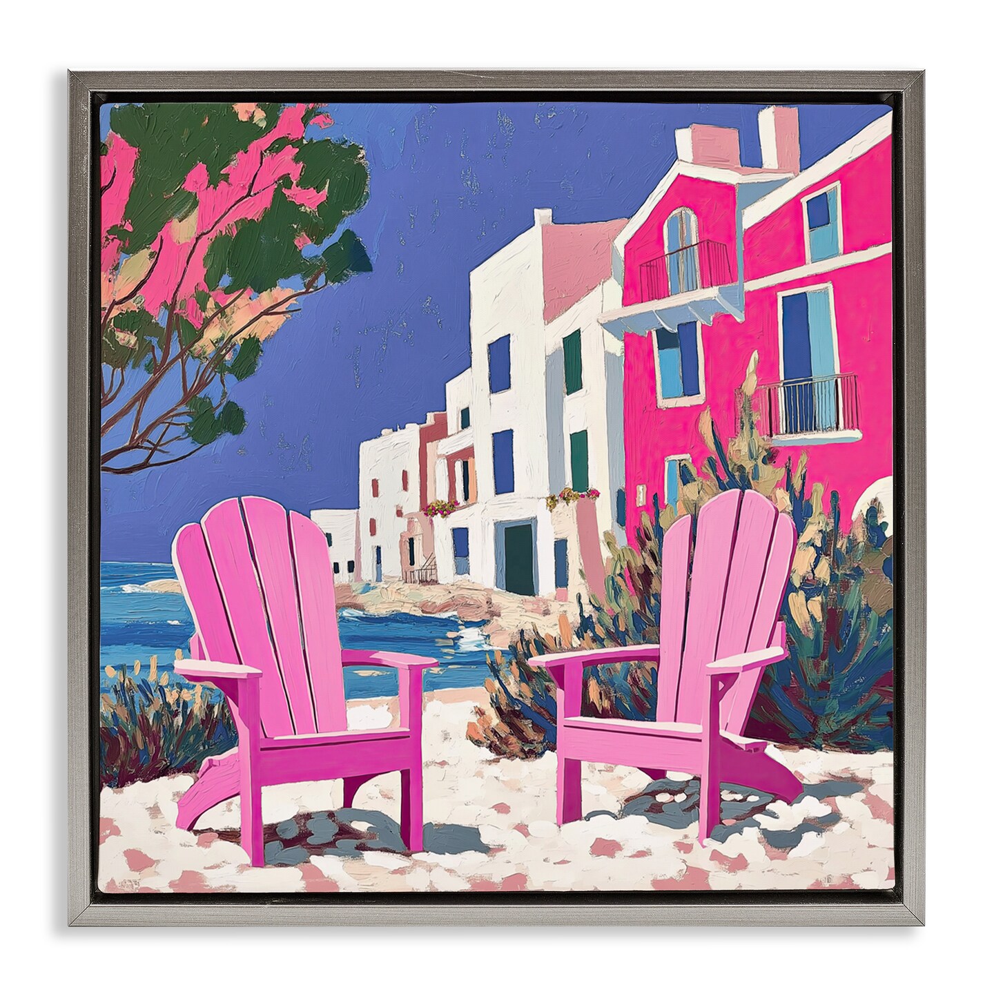 Stupell Industries Beach Chair Meetup in Pink Floating Frame, design by ...