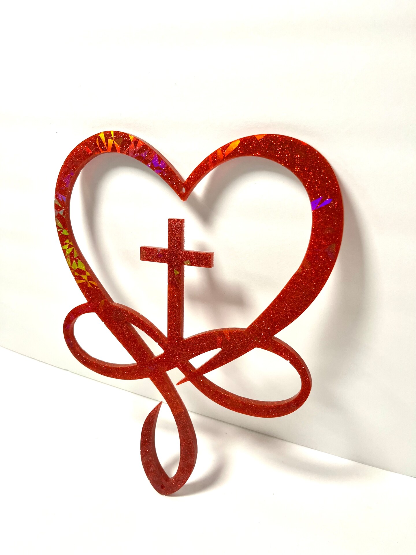 Large Holographic Infinity Heart Cross - Sparkling Red | MakerPlace by ...