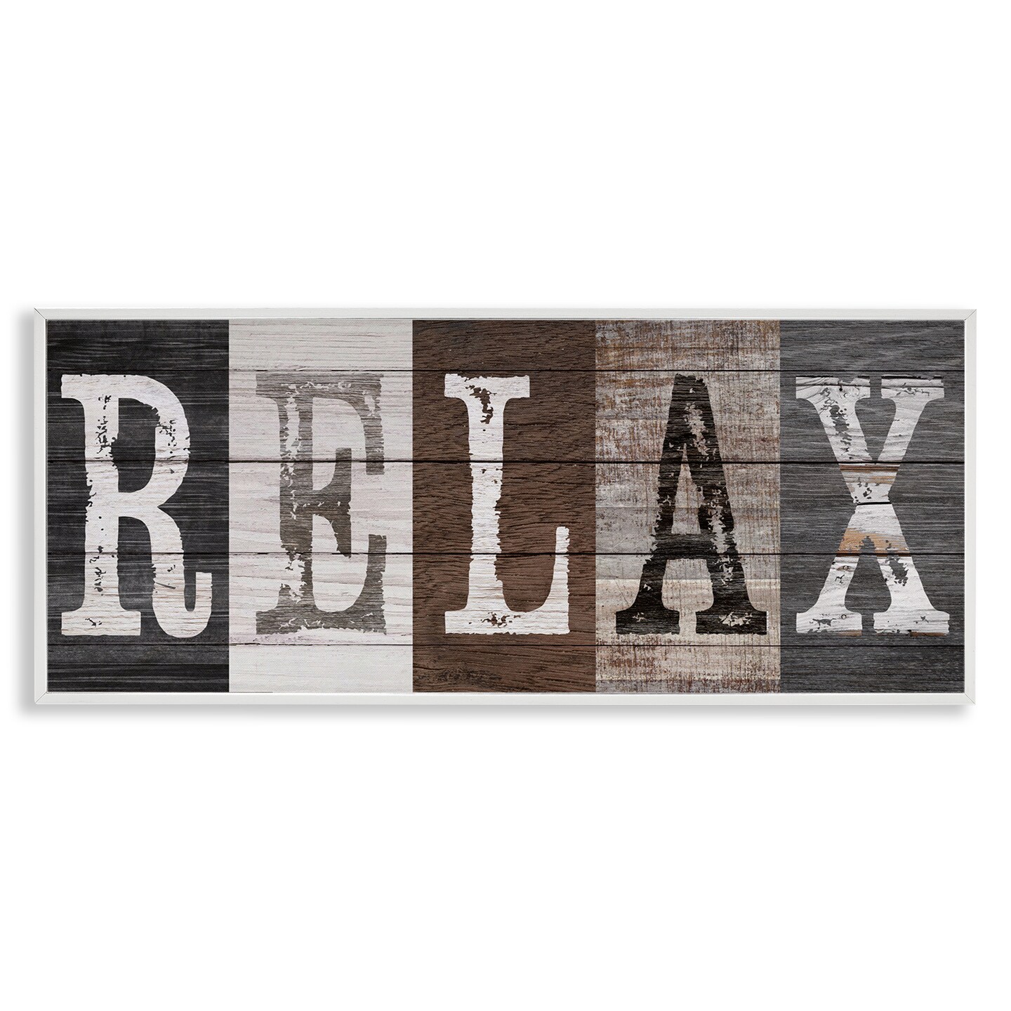Stupell Industries Rustic Bathroom Relax Letters Framed Giclee Design ...