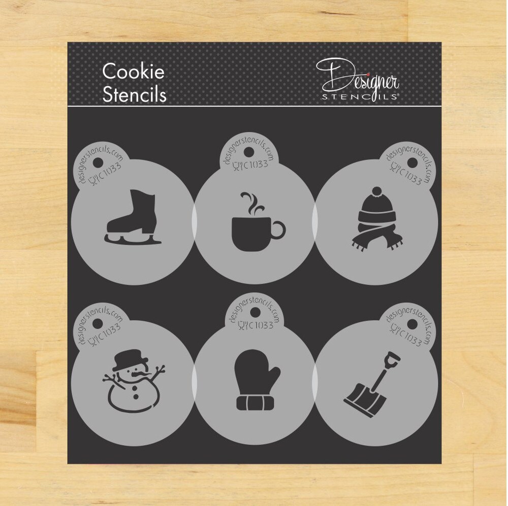 Winter Season Cookie & Cupcake Tops Stencil Set | C1033 by Designer Stencils | Cookie Decorating ...