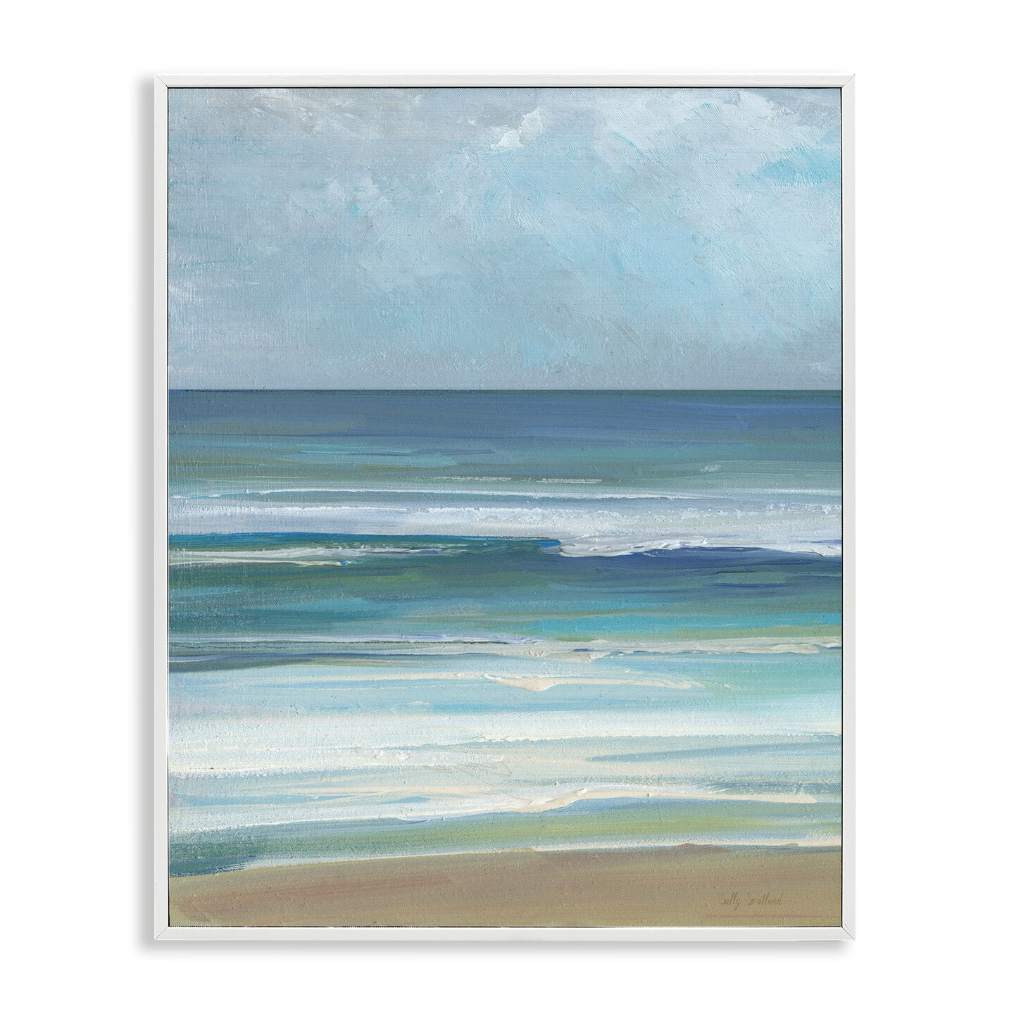 Stupell Industries Calming Beach Wave Visage Framed Giclee Design by ...