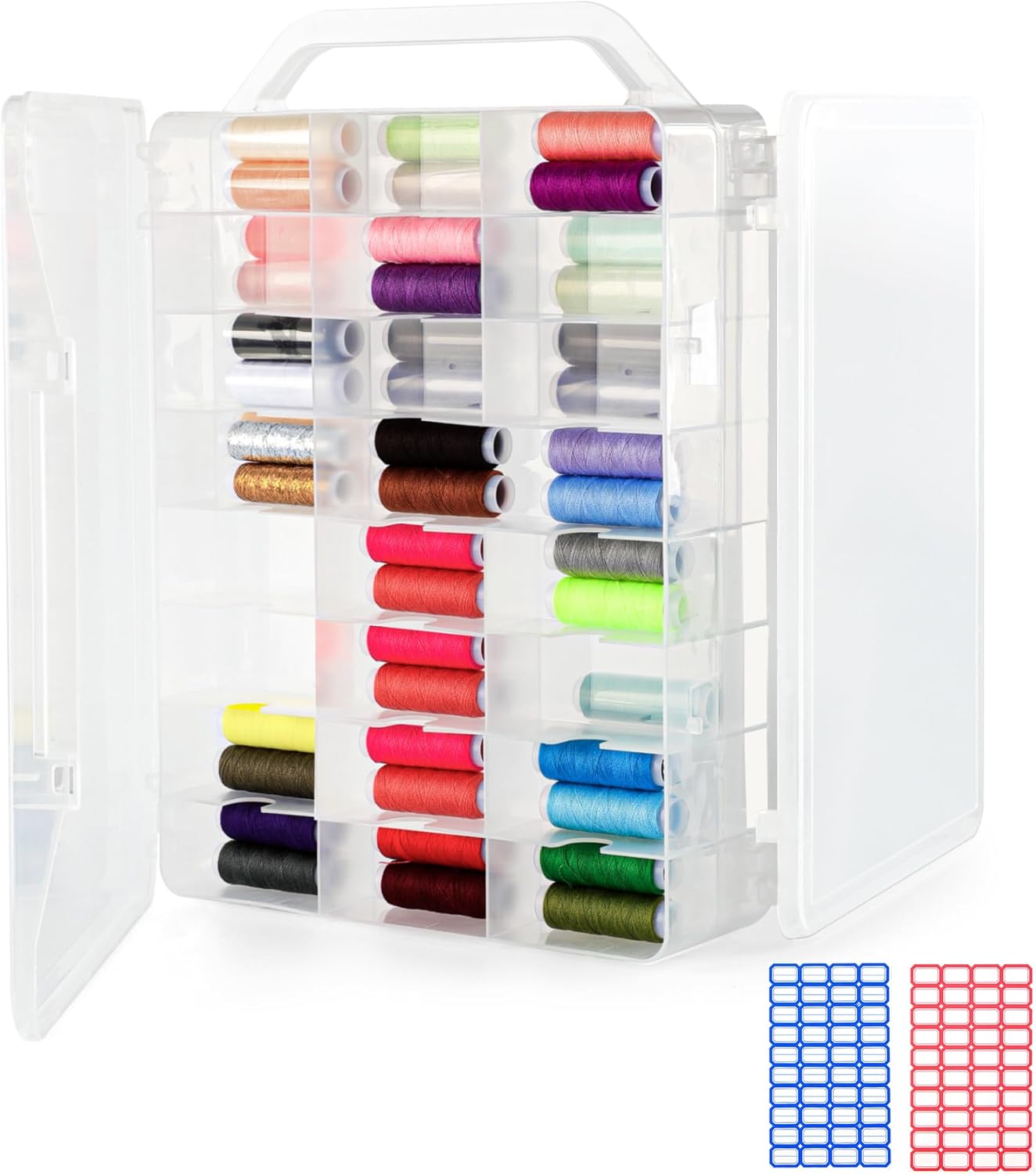 Double-Sided 46 Grids Thread Holder Organizer Portable Clear Plastic ...