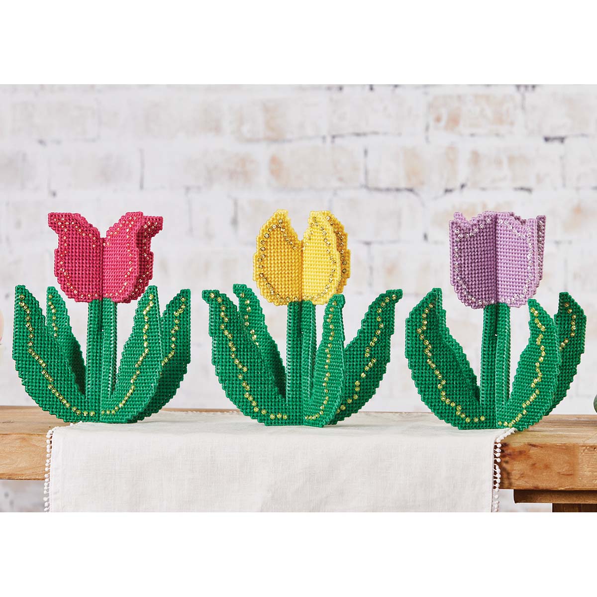 Herrschners Dancing Tulips Shelf Sitters Plastic Canvas Kit | Michaels