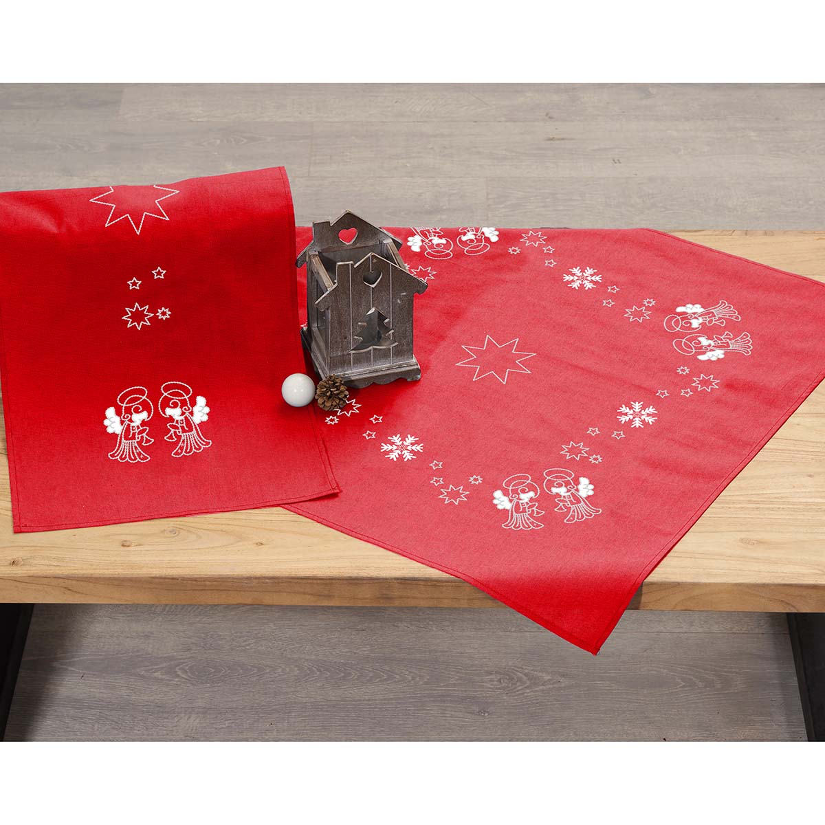 Village Linens Angels & Stars Table Topper & Runner Stamped Embroidery ...